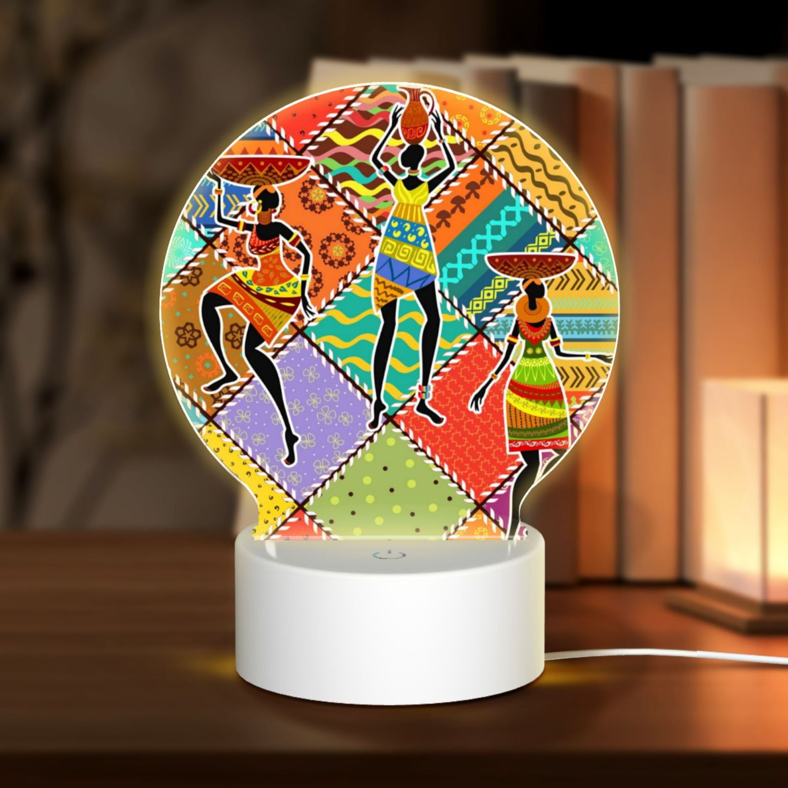 Salouo Dancing African Womans for Round Acrylic Night Light - Acrylic ...