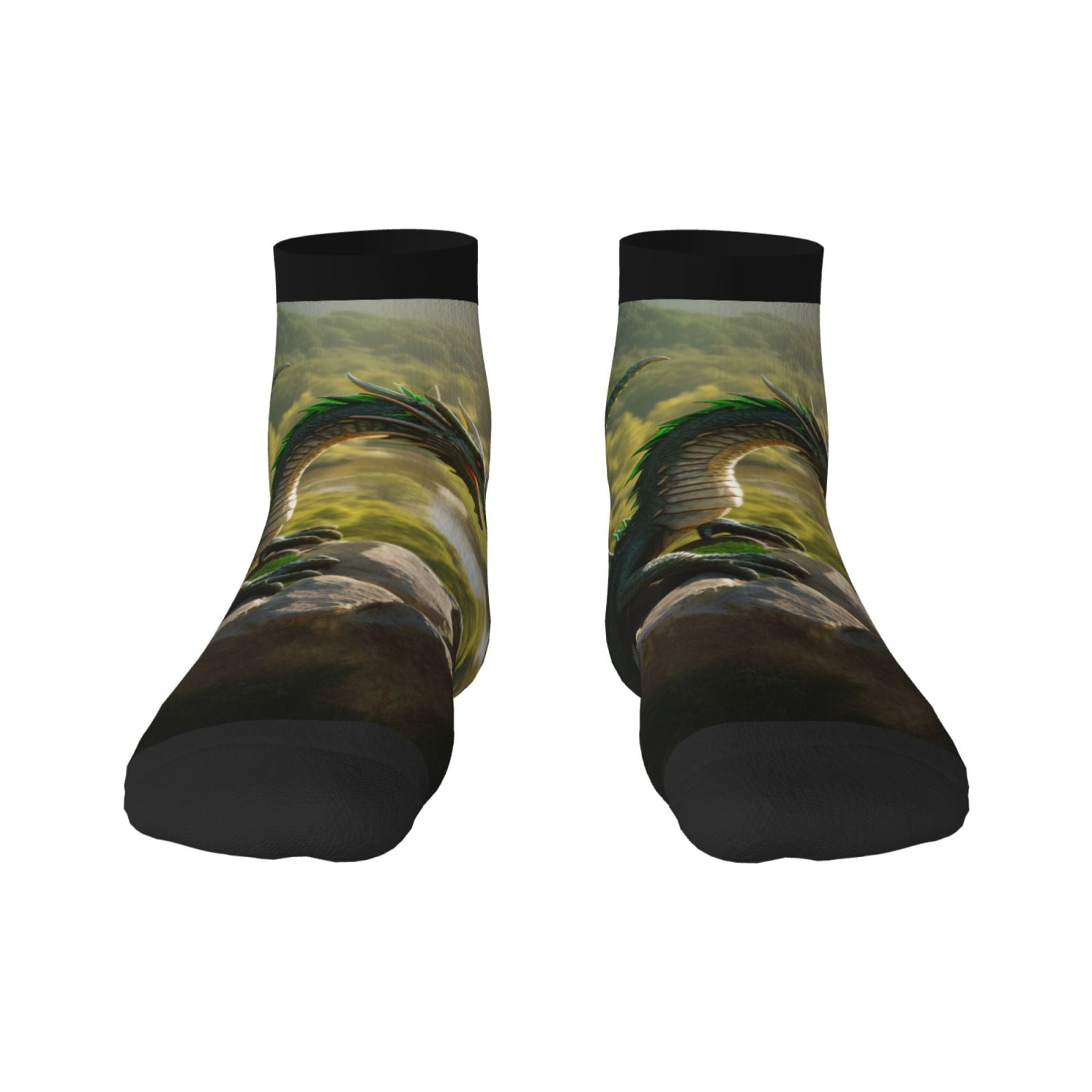 Salouo Deep Forest Stone Green Dragon Pattern Unisex Middle Tube Socks ...