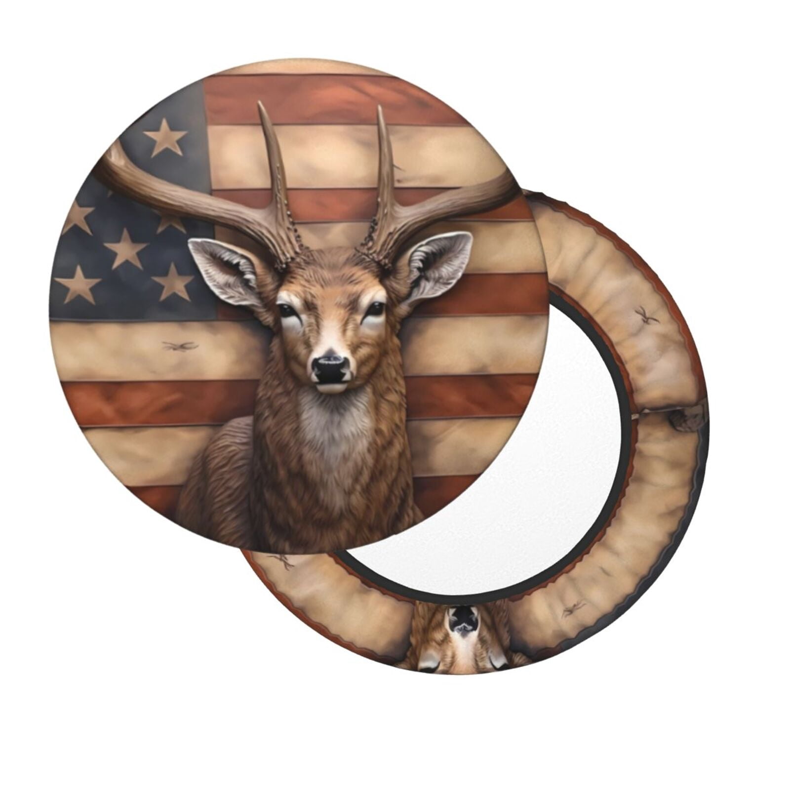 Salouo Deer American Flag Wall Pattern Bar Stool Cushion Cover, Round ...