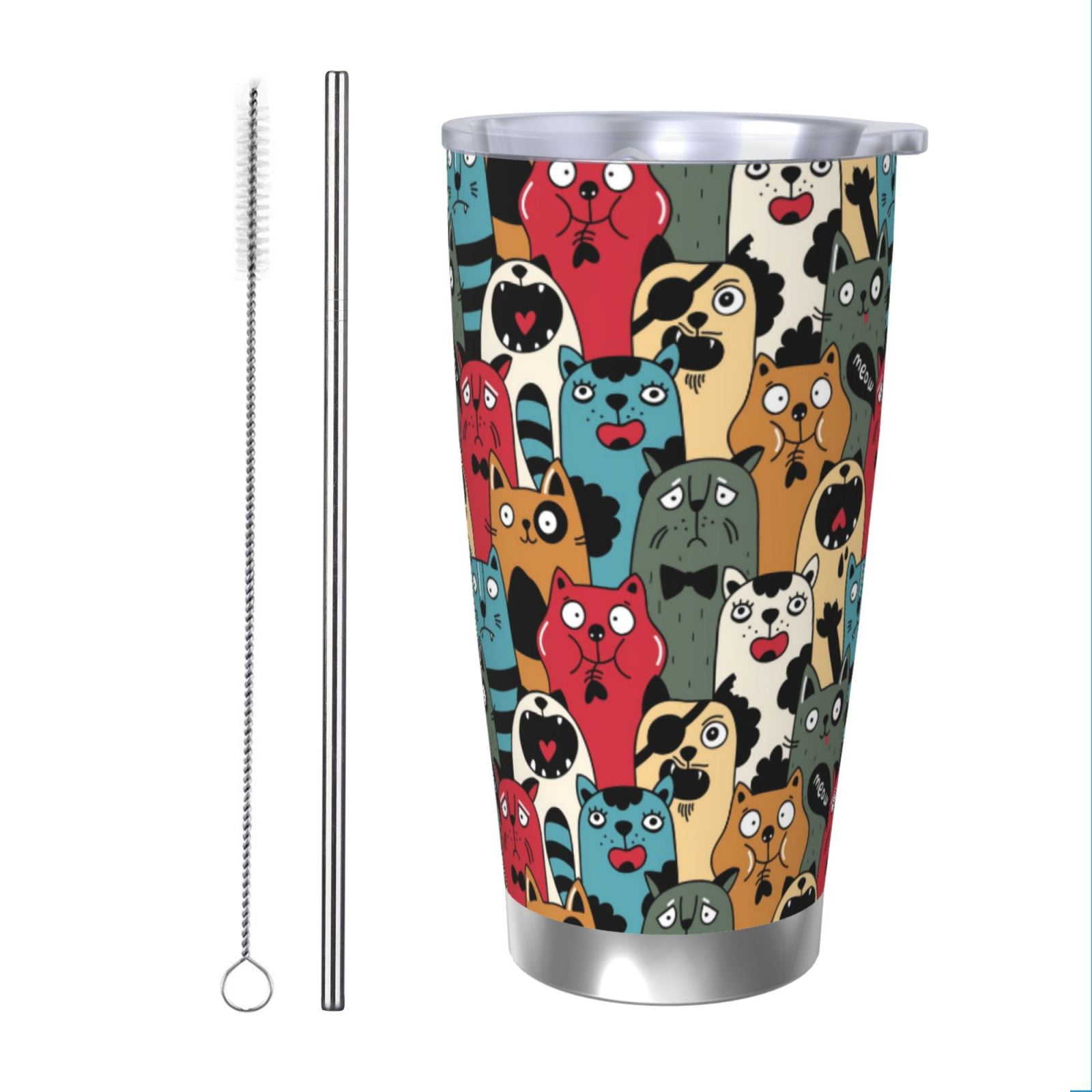 Salouo Different Cats 1 Print 20oz Tumbler with Lid,Stainless Steel ...