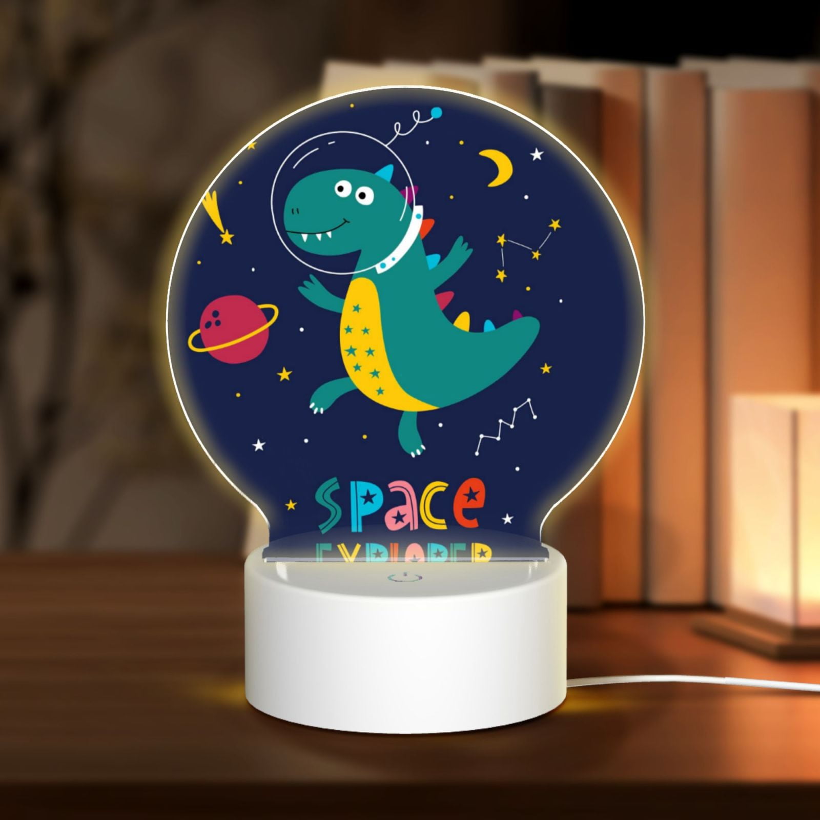 Salouo Dinosau Space Explorer for Round Acrylic Night Light - Acrylic ...
