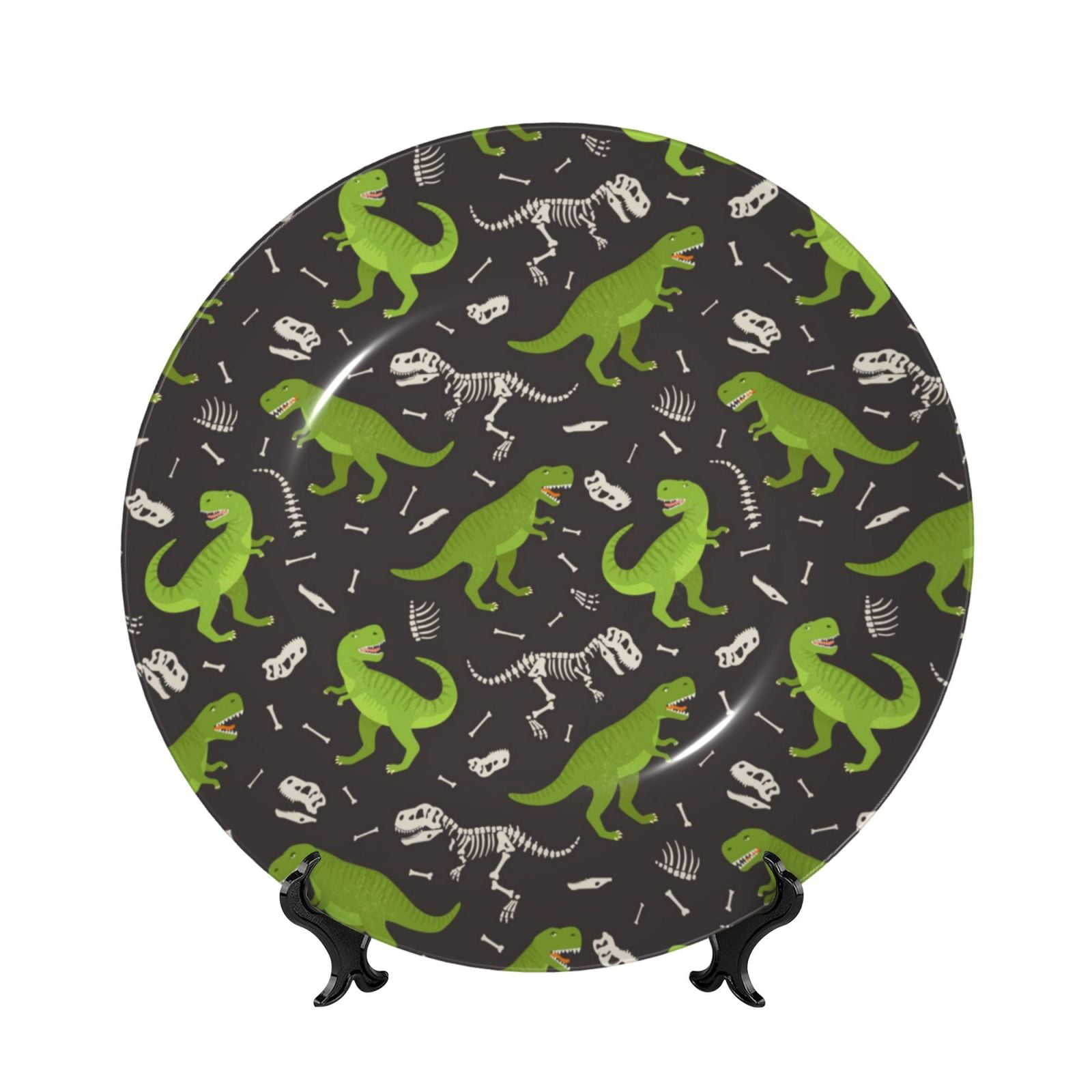 Salouo Dinosaur Skeleton Pattern Bone China Decorative Plate,Holiday ...