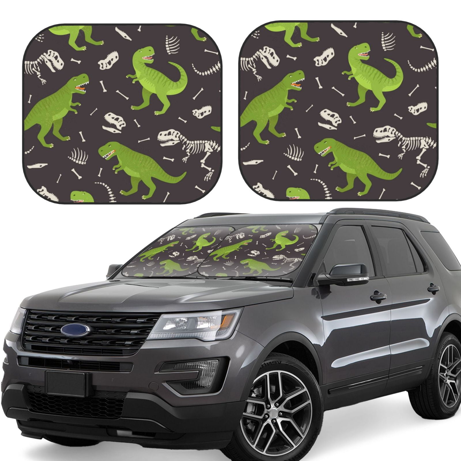 Salouo Dinosaur Skeleton Pattern Car Windshield Sun Shade Foldable ...