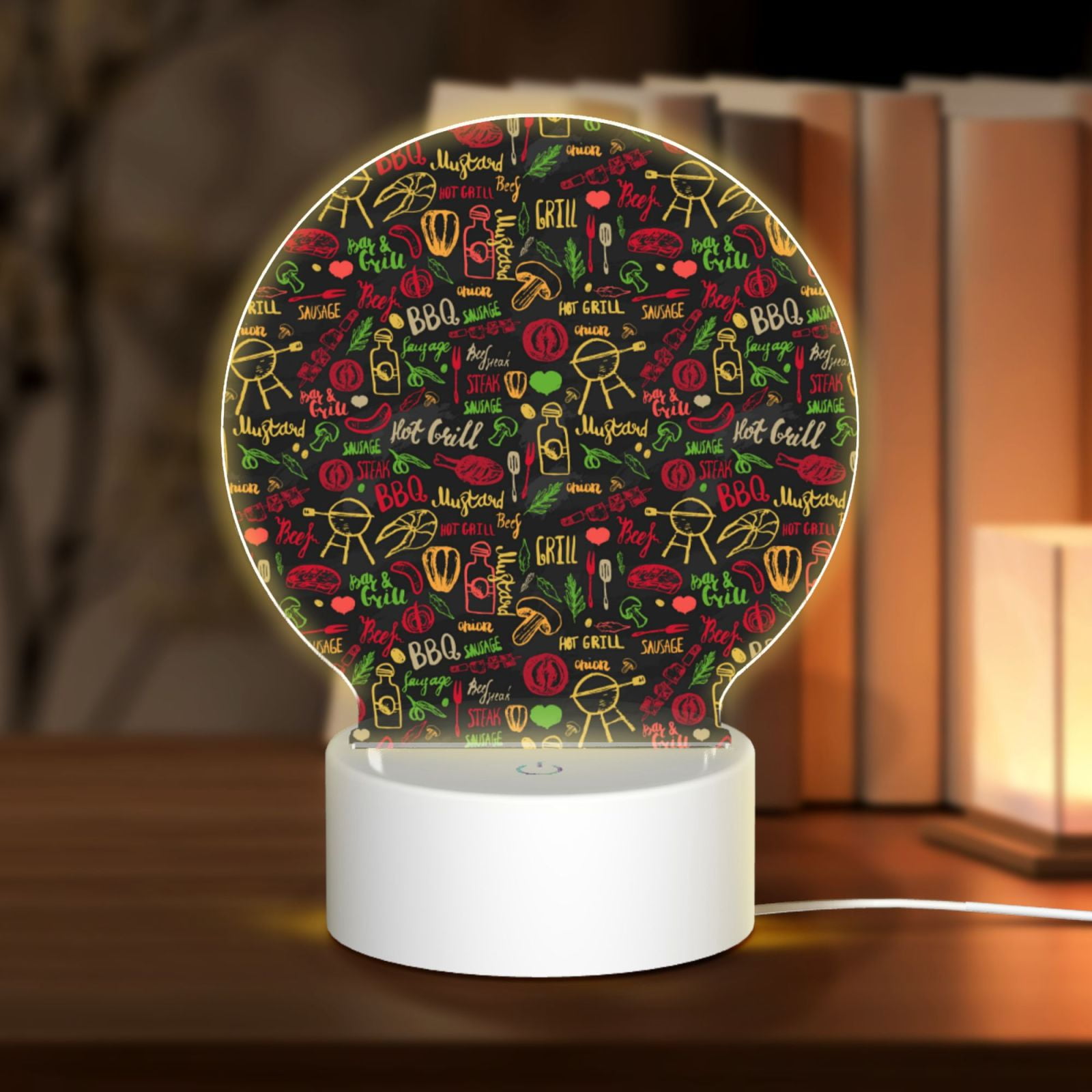 Salouo Doodle Barbeque 1 for Round Acrylic Night Light - Acrylic Sheets ...