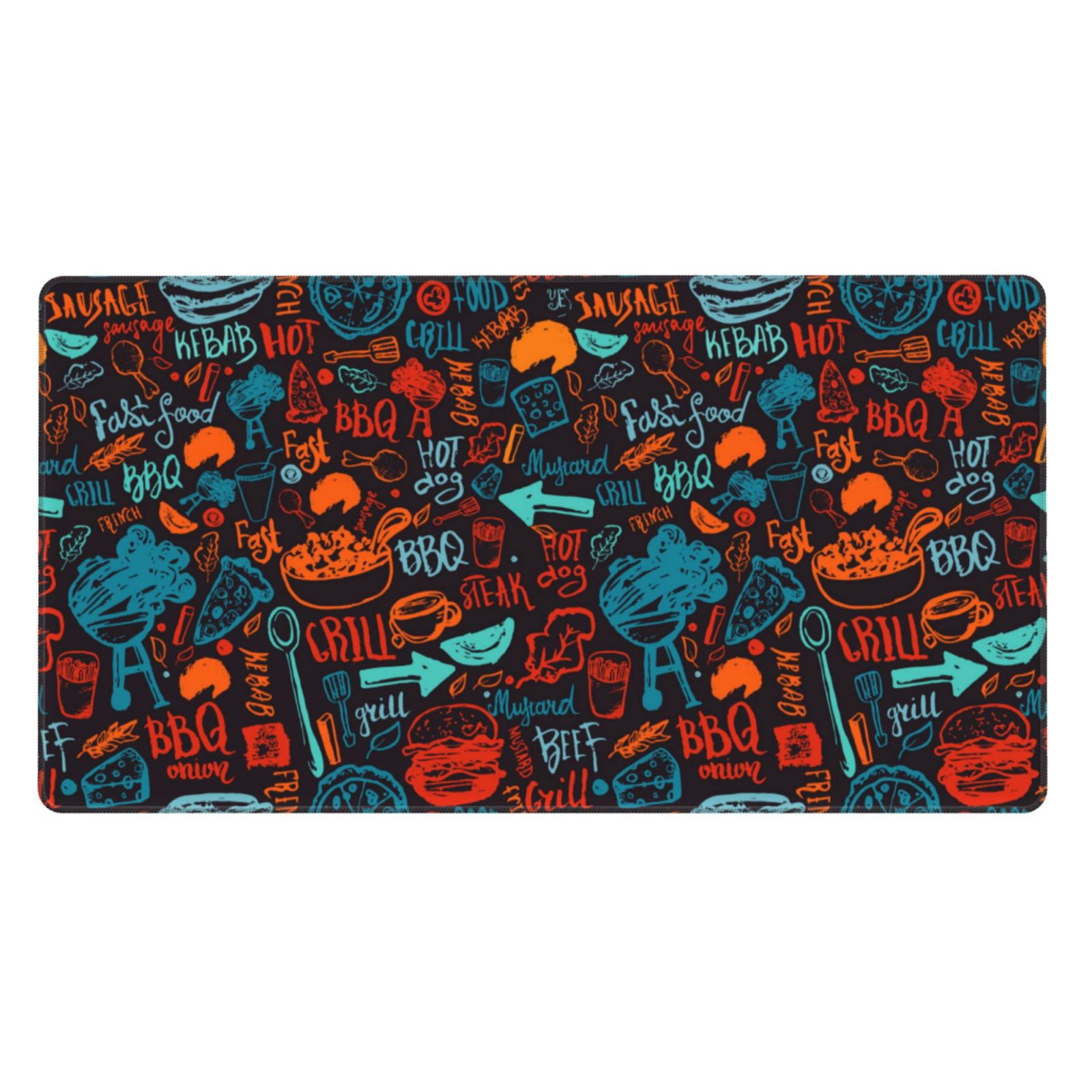 Salouo Doodle Barbeque Print Large Mouse Pad,Extended Mat Desk Pad, 3mm ...