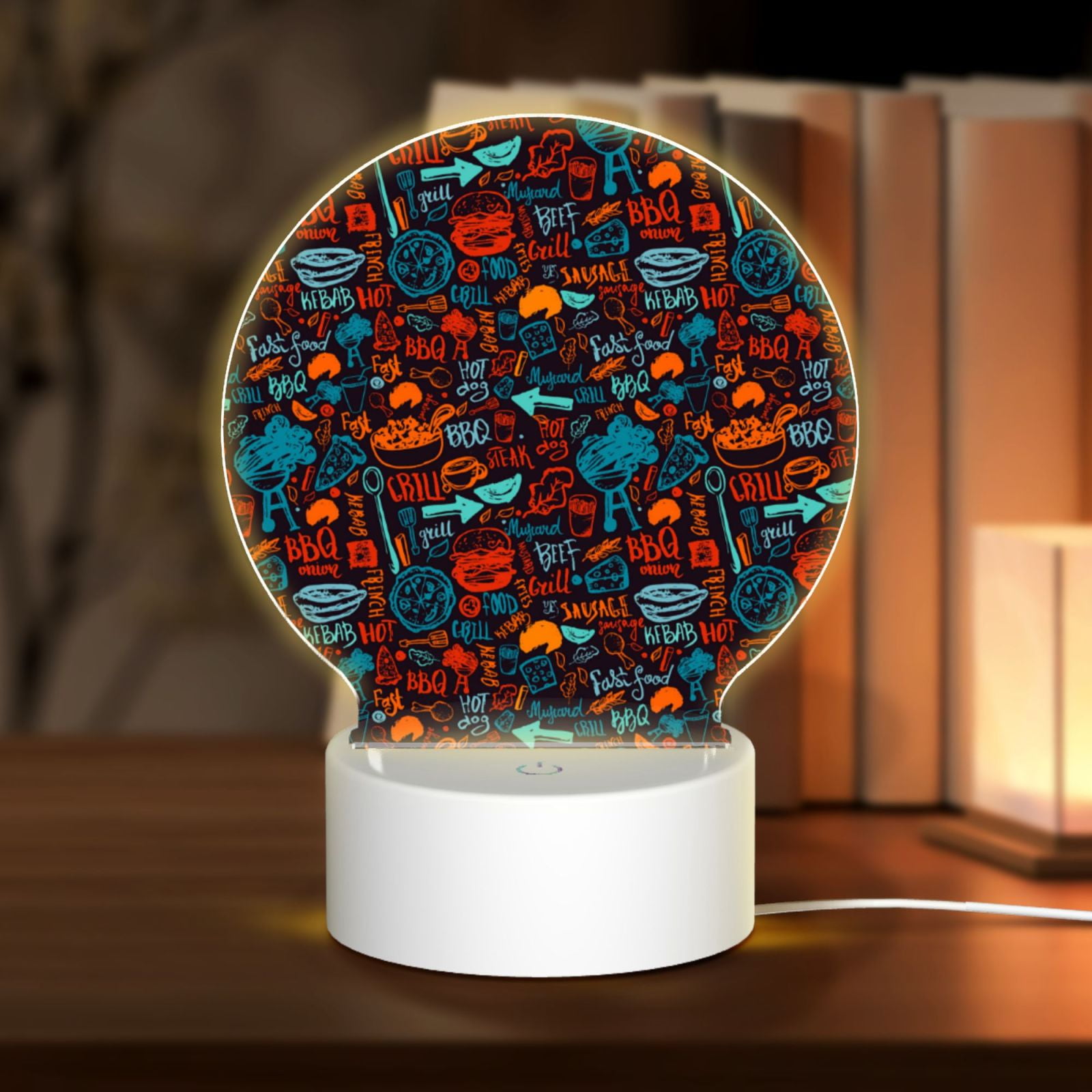Salouo Doodle Barbeque for Round Acrylic Night Light - Acrylic Sheets ...