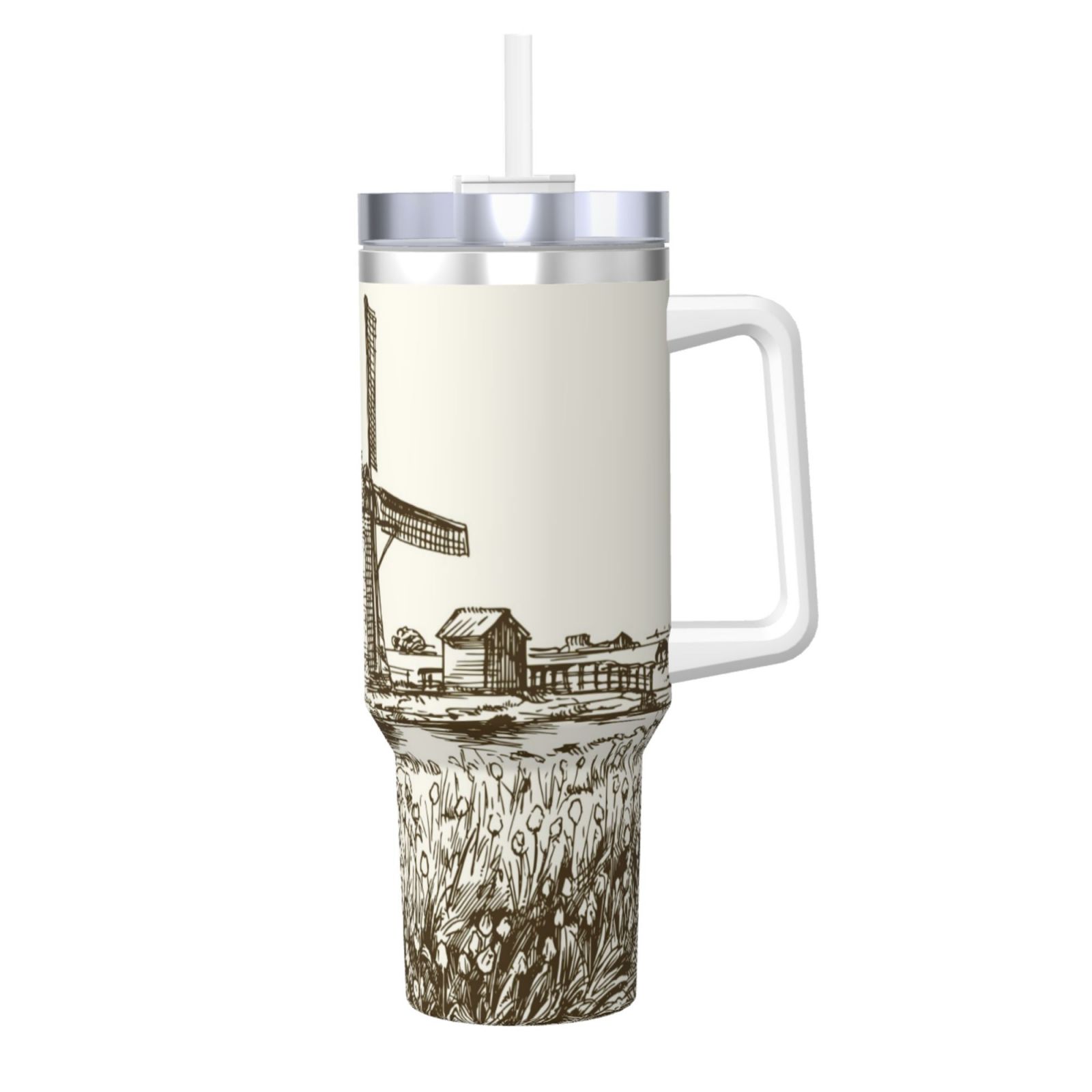 Salouo Dutch Windmill for 40oz Water Bottle with Handle & Flip Straw ...