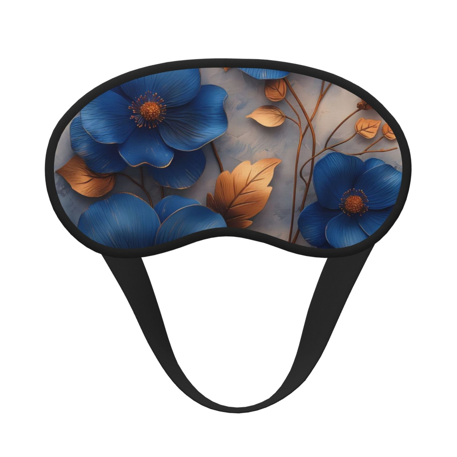Salouo Elegant Blue Gold Blooms Pattern Eye Masks, 1-Pack Sleep Mask ...
