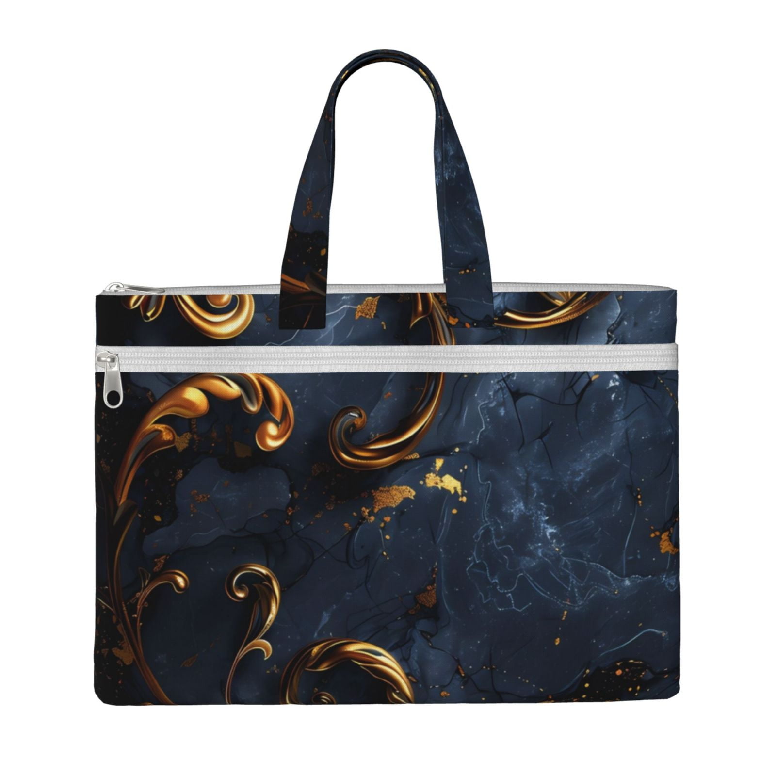 Salouo Elegant Gold Scrollwork for Canvas Tote File Bag, Tote Bag With ...