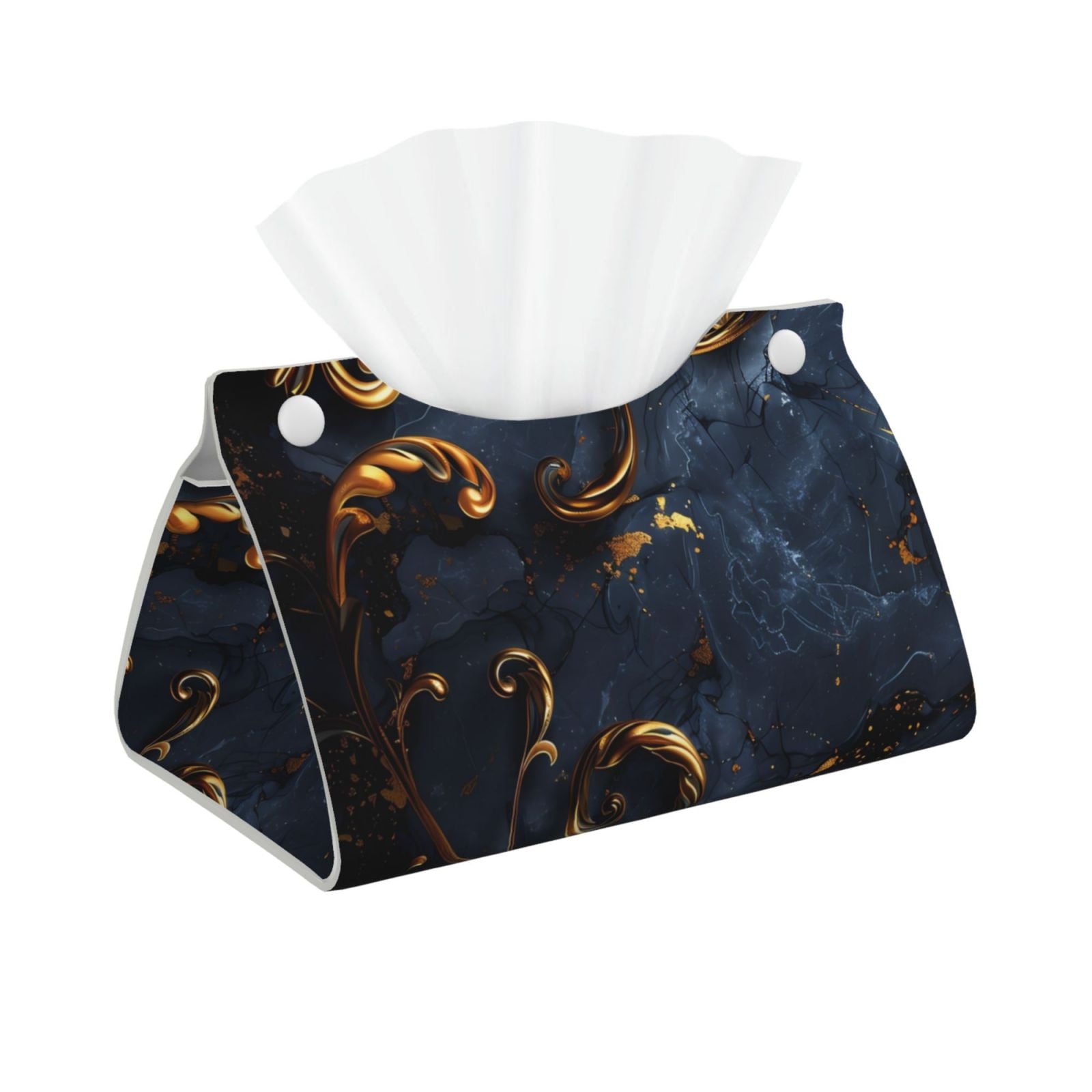 Salouo Elegant Gold Scrollwork Pattern Long Tissue Box Cover ...