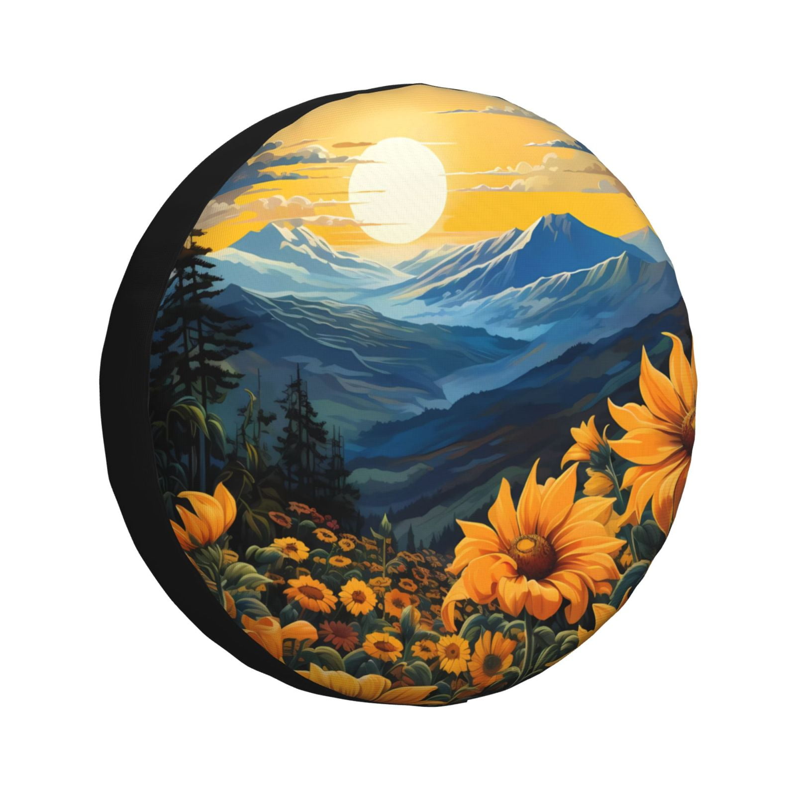 Salouo Elegant Sunset Sunflower Print Spare Tire Cover 14-17 inch Spare ...