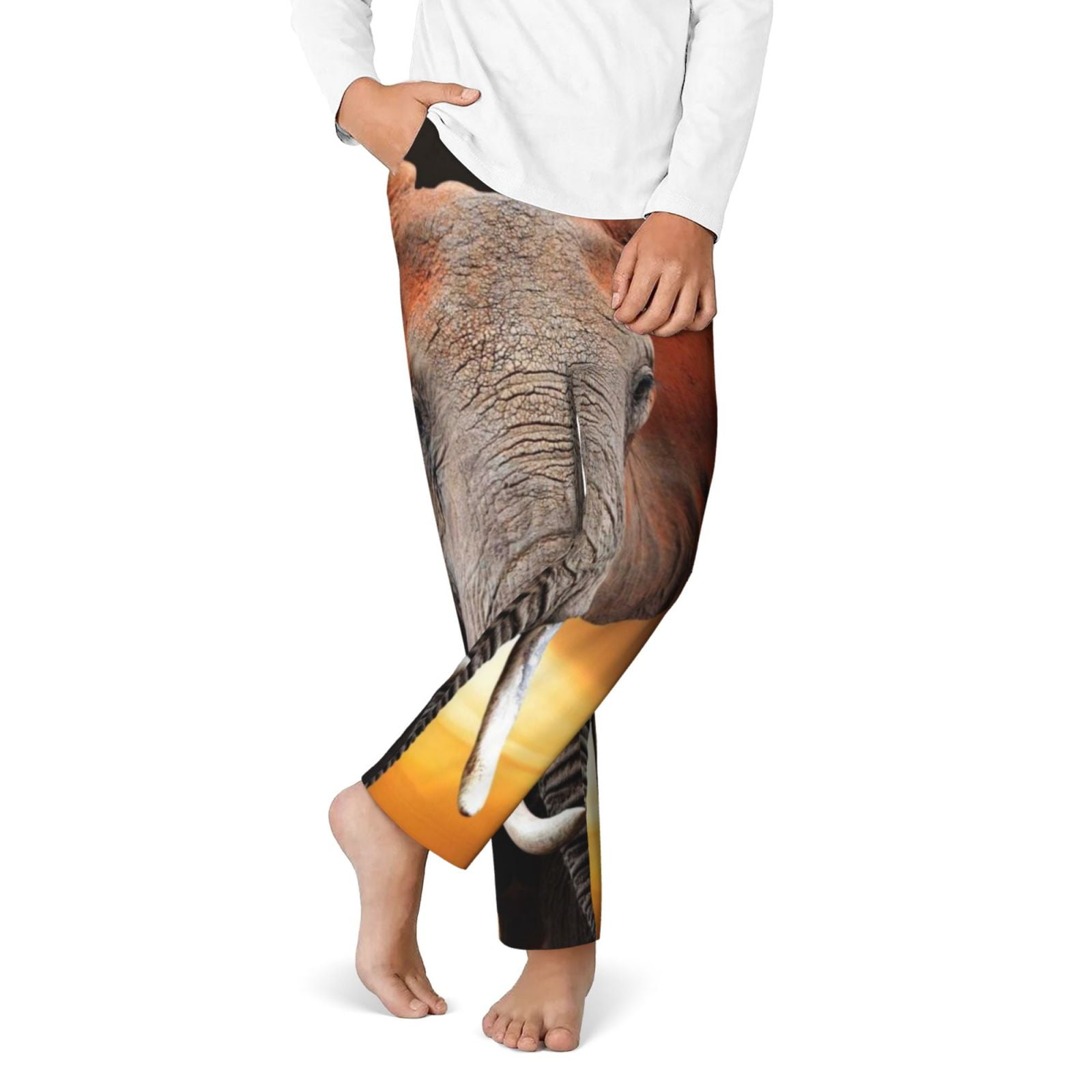 Salouo Elephant Sunset in Kenya Pattern Boys Pajama Pants,Long Sleep ...