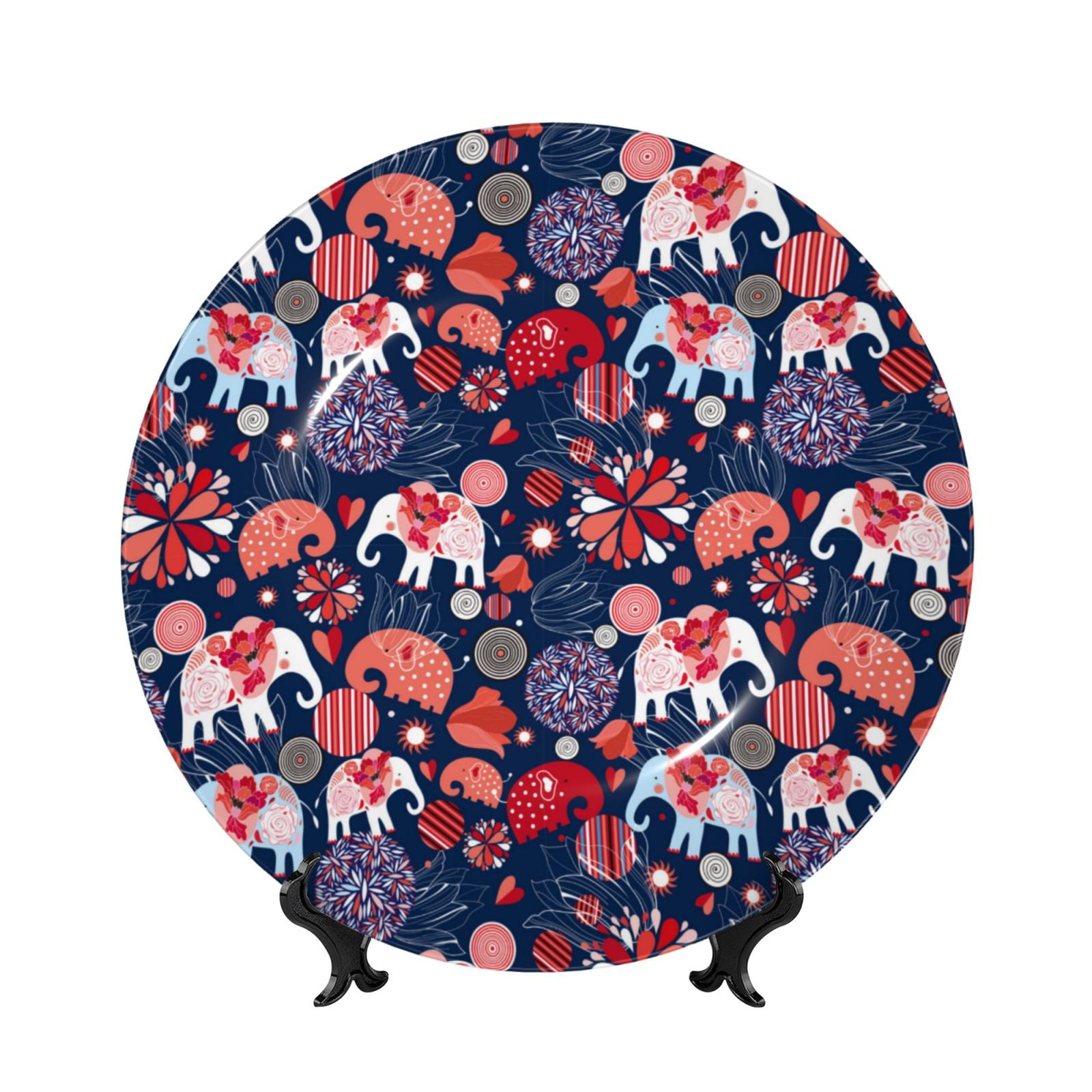 Salouo Elephants Pattern Bone China Decorative Plate,Holiday Decor ...