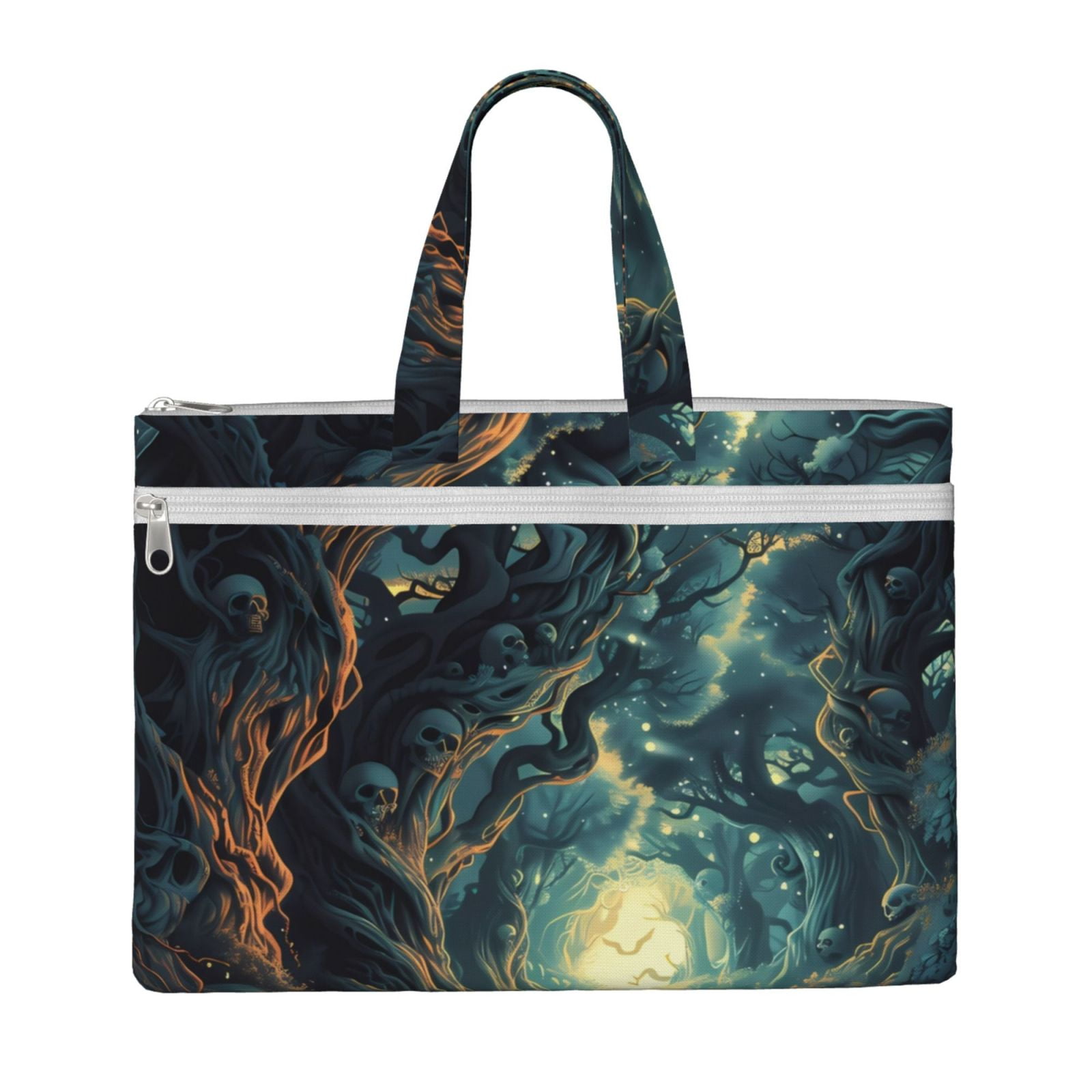 Salouo Enchanted Forest Skull Path for Canvas Tote File Bag, Tote Bag ...