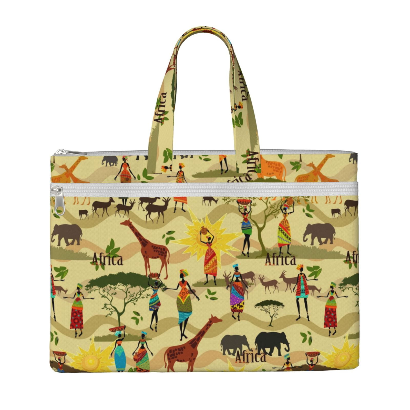 Salouo Ethnic African for Canvas Tote File Bag, Tote Bag With Zipper ...