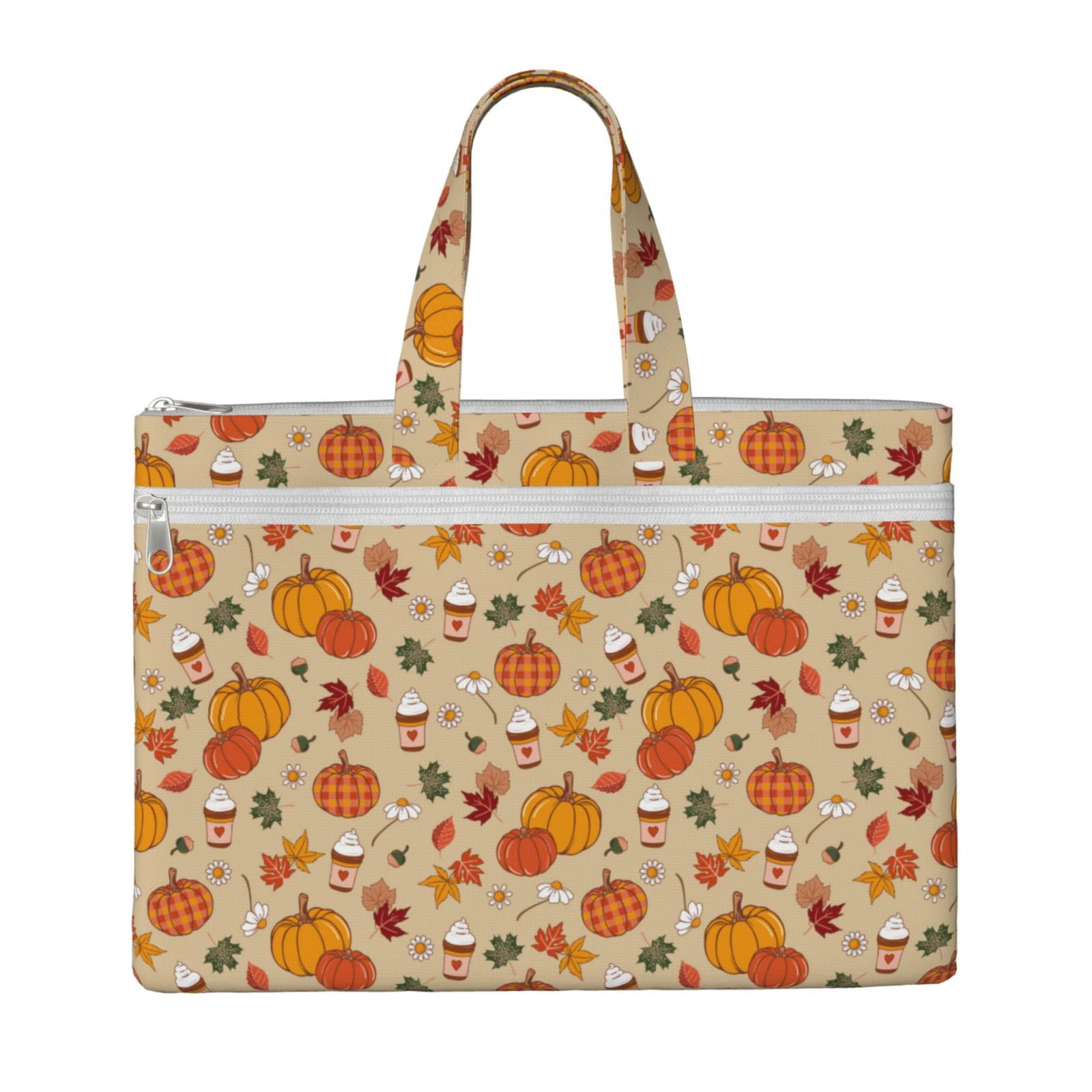 Salouo Fall Autumn for Canvas Tote File Bag, Tote Bag With Zipper ...