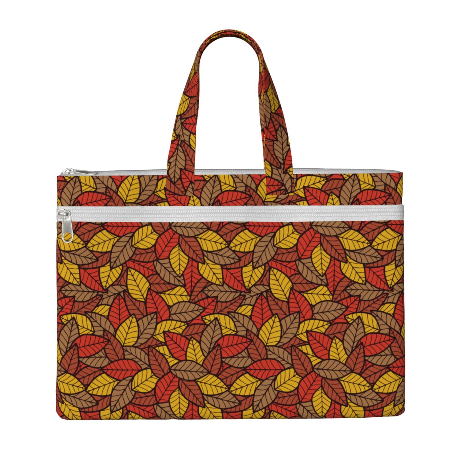 Salouo Fall Leaves for Canvas Tote File Bag, Tote Bag With Zipper ...