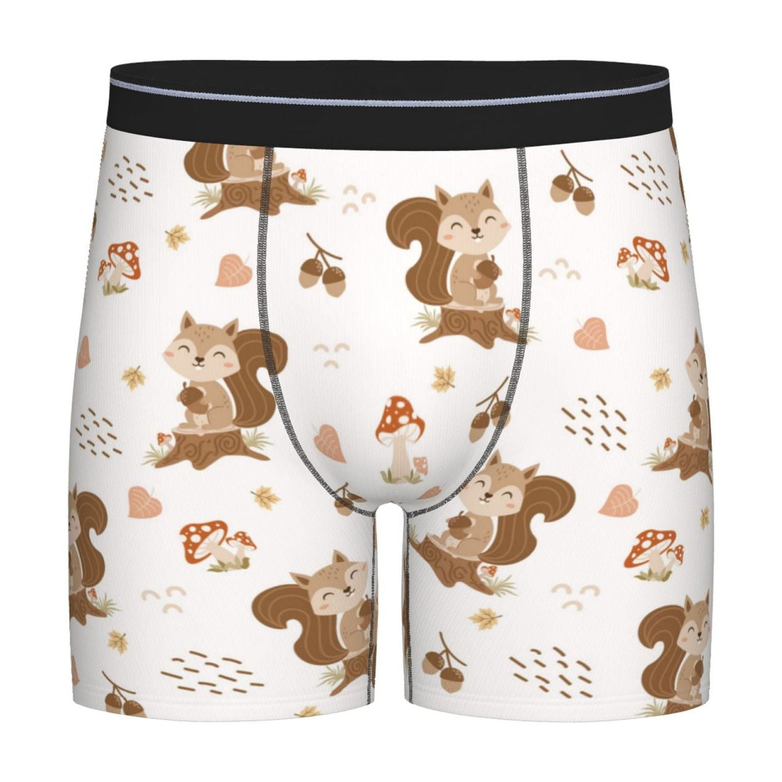 Salouo Fall Squirrel Pattern Men's Boxer Briefs, Soft & Breathable ...