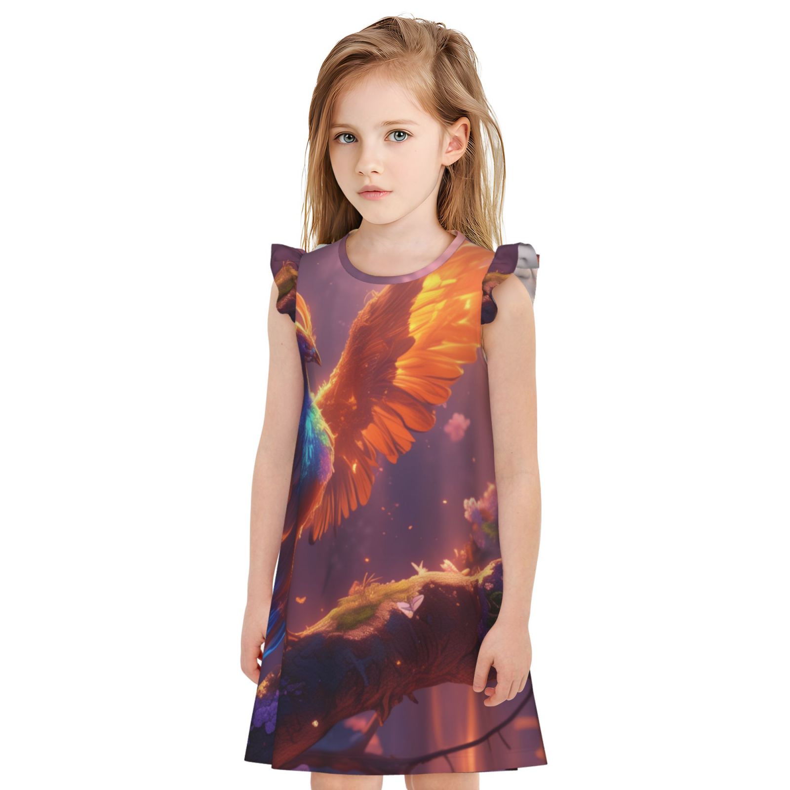 Salouo Fantasy Bird Illustration Print Nightgowns for Girls,Cute kid’s ...