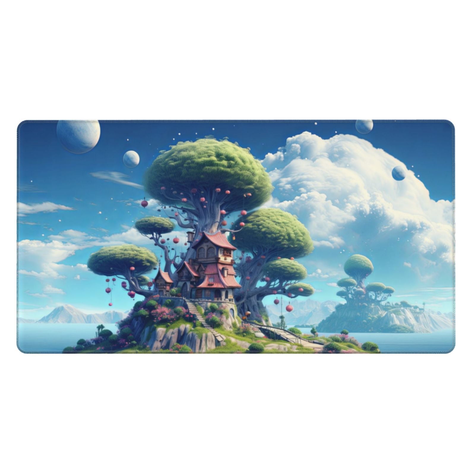 Salouo Fantasy Treehouse Planet Scene Print Large Mouse Pad,Extended ...