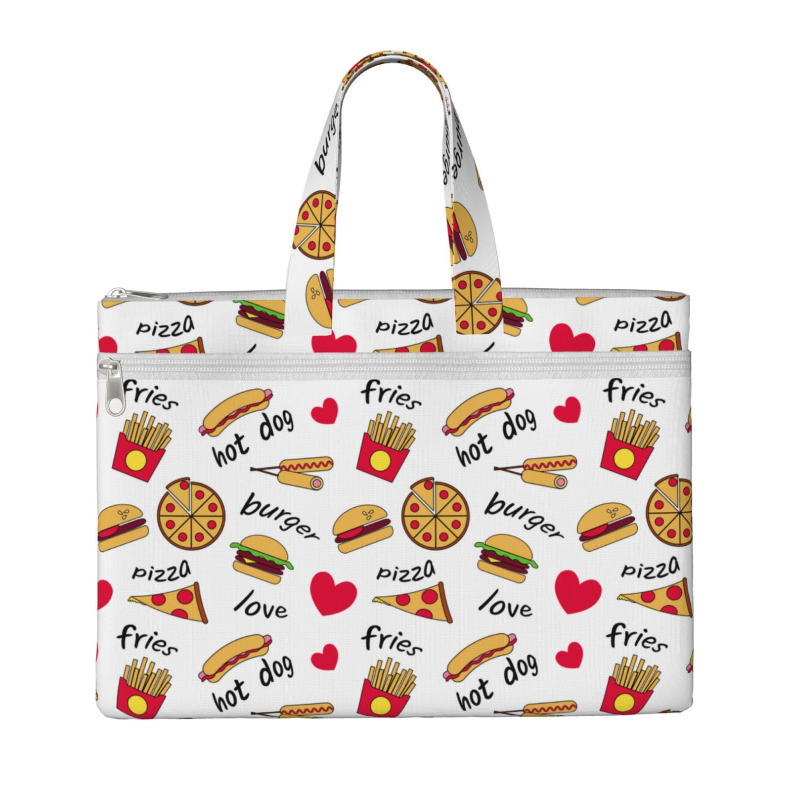 Salouo Fast Food for Canvas Tote File Bag, Tote Bag With Zipper ...