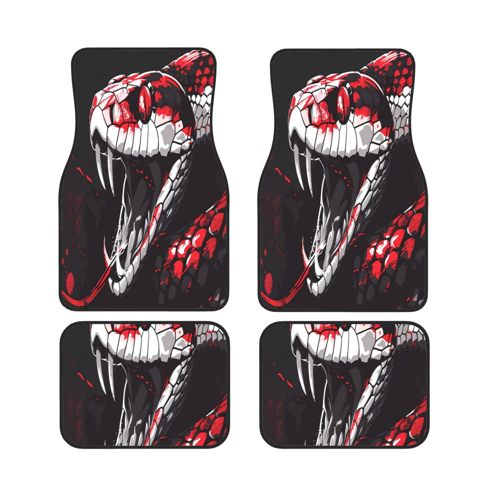Salouo Fierce Red Viper Graphic Art for Car Floor Mat Set of 4–Car Carpet Mats - Car Mats with ...