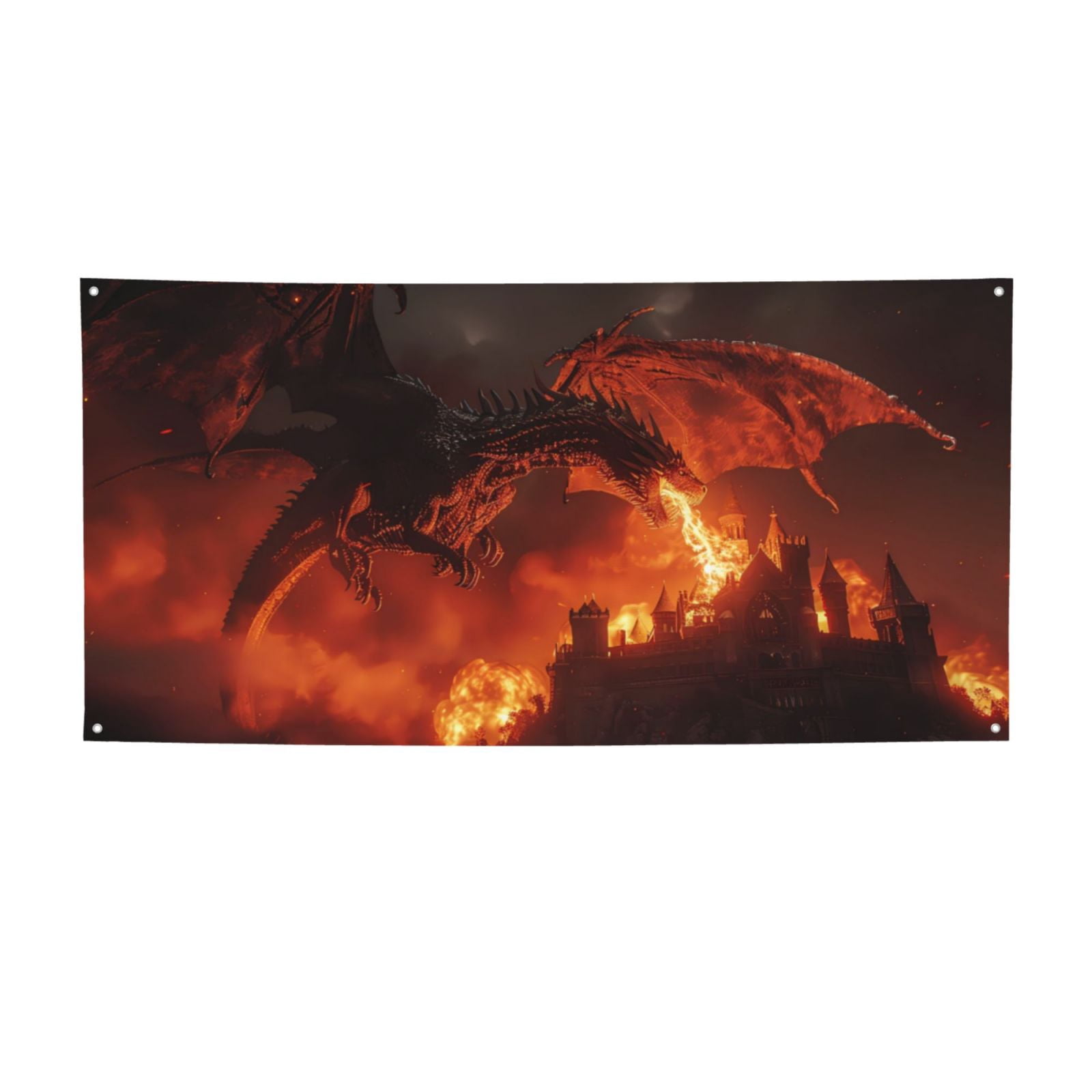 Salouo Fiery Dragons Castle Attack Pattern Holiday Banner Outside Party ...