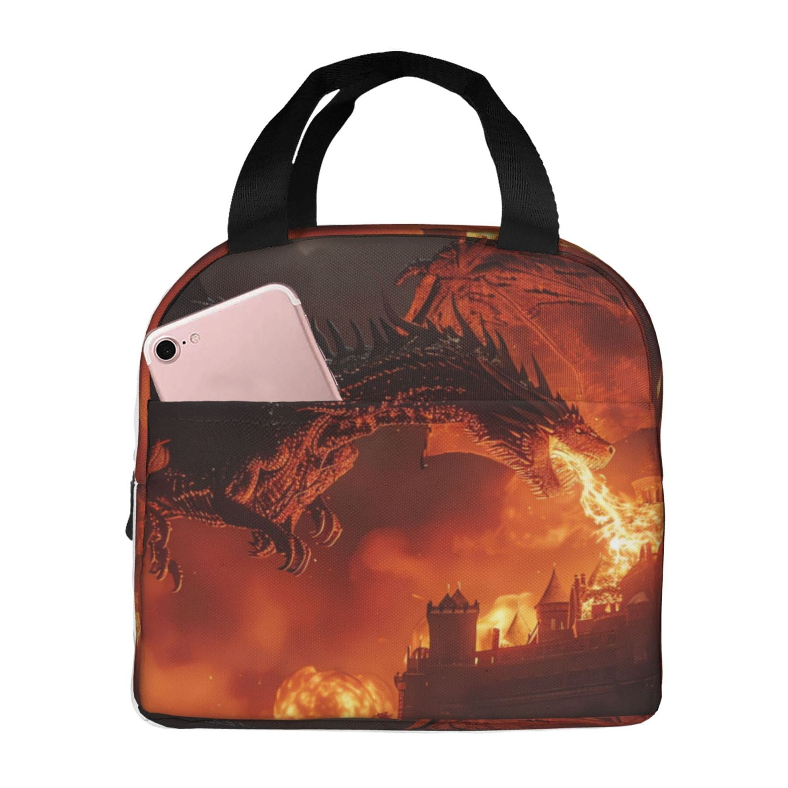Salouo Fiery Dragons Castle Attack for Unisex Lunch Bag Leakproof Lunch ...