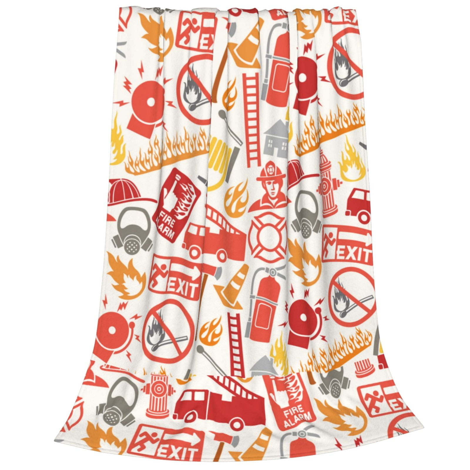 Salouo Firefighter Icons Print Bed Blankets,Flannel Blanket Comfortable ...