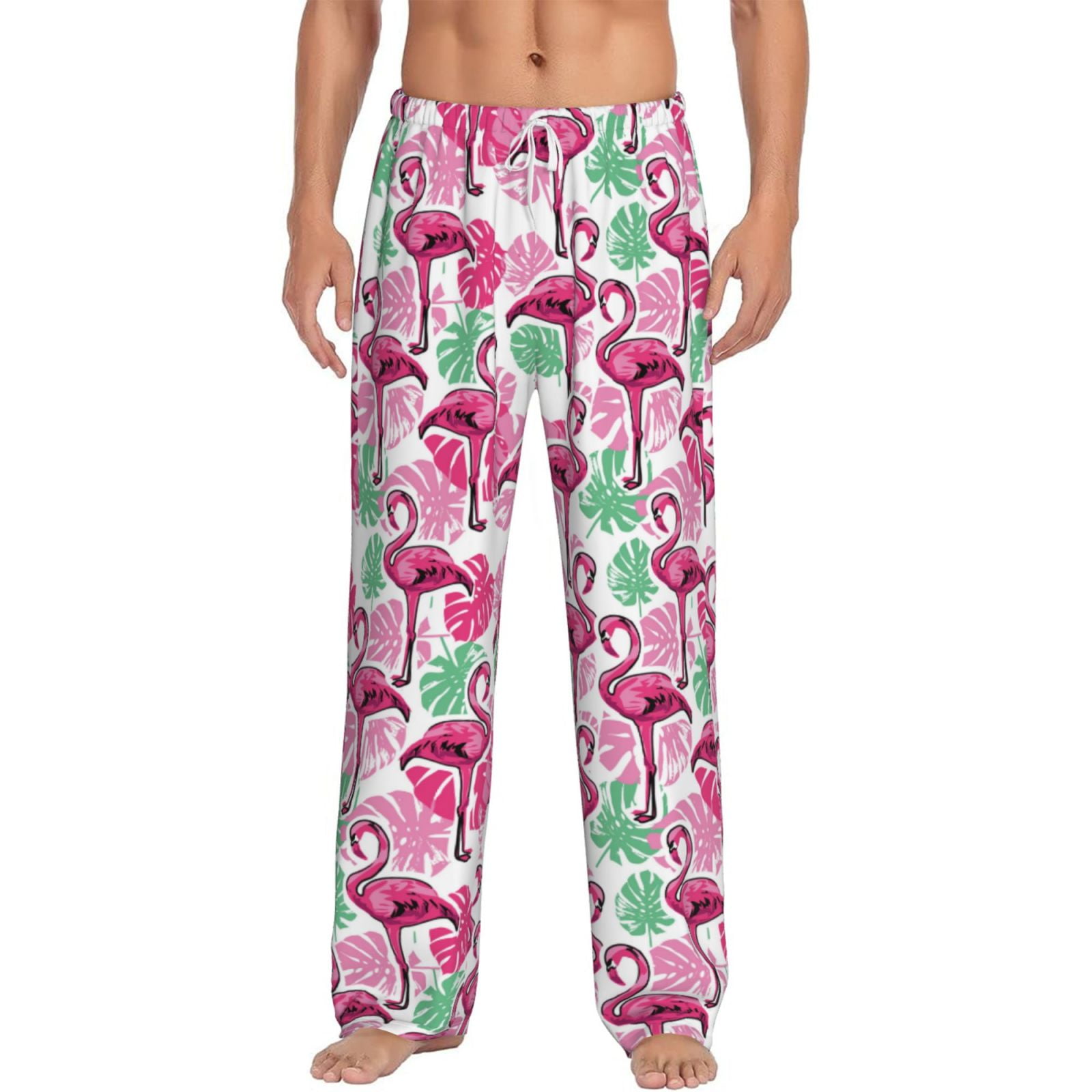 Salouo Flamingo Print Pajama Pants for Men, Lounge Pants Elastic Waistband Casual Men's ...