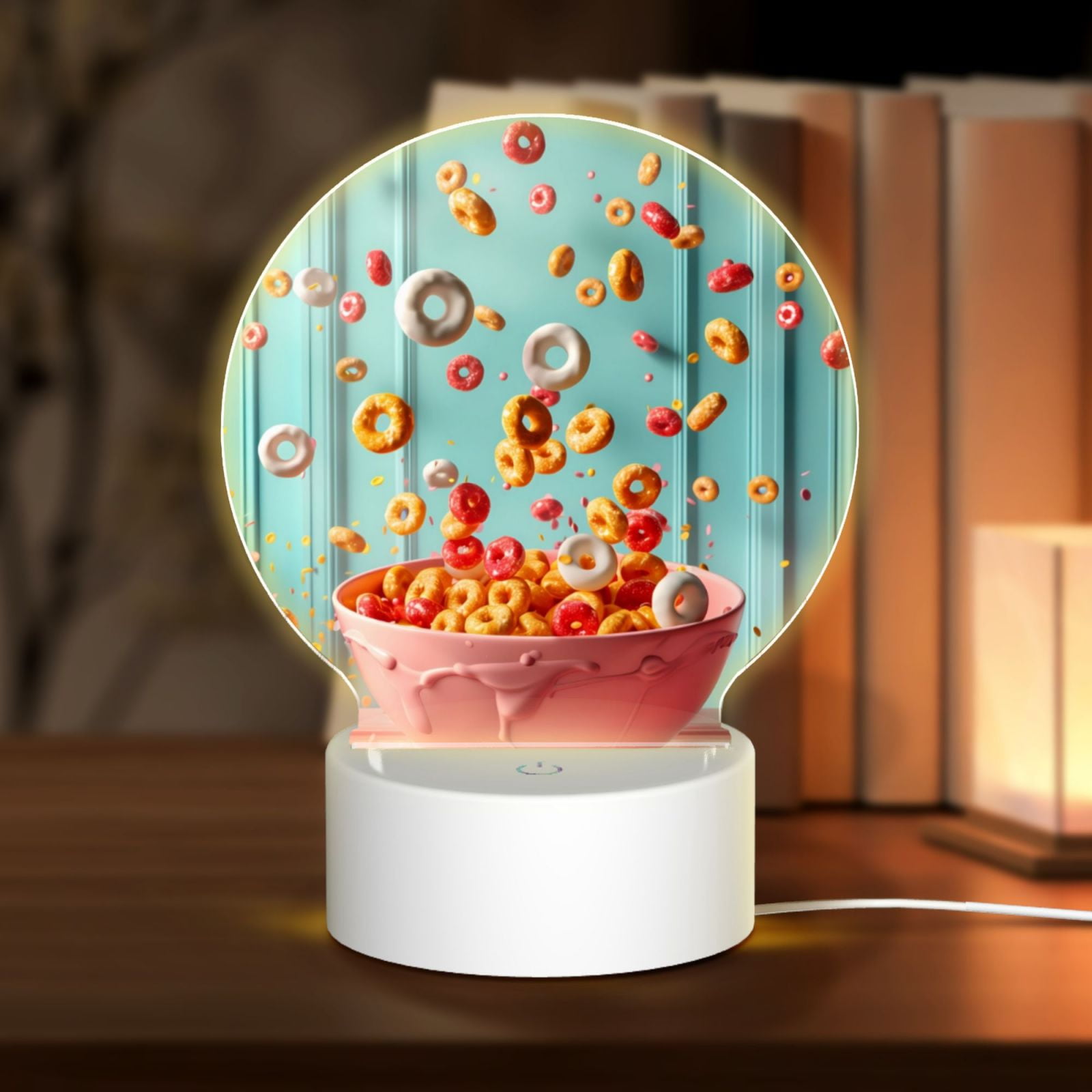 Salouo Floating Colorful Cereal for Round Acrylic Night Light - Acrylic ...
