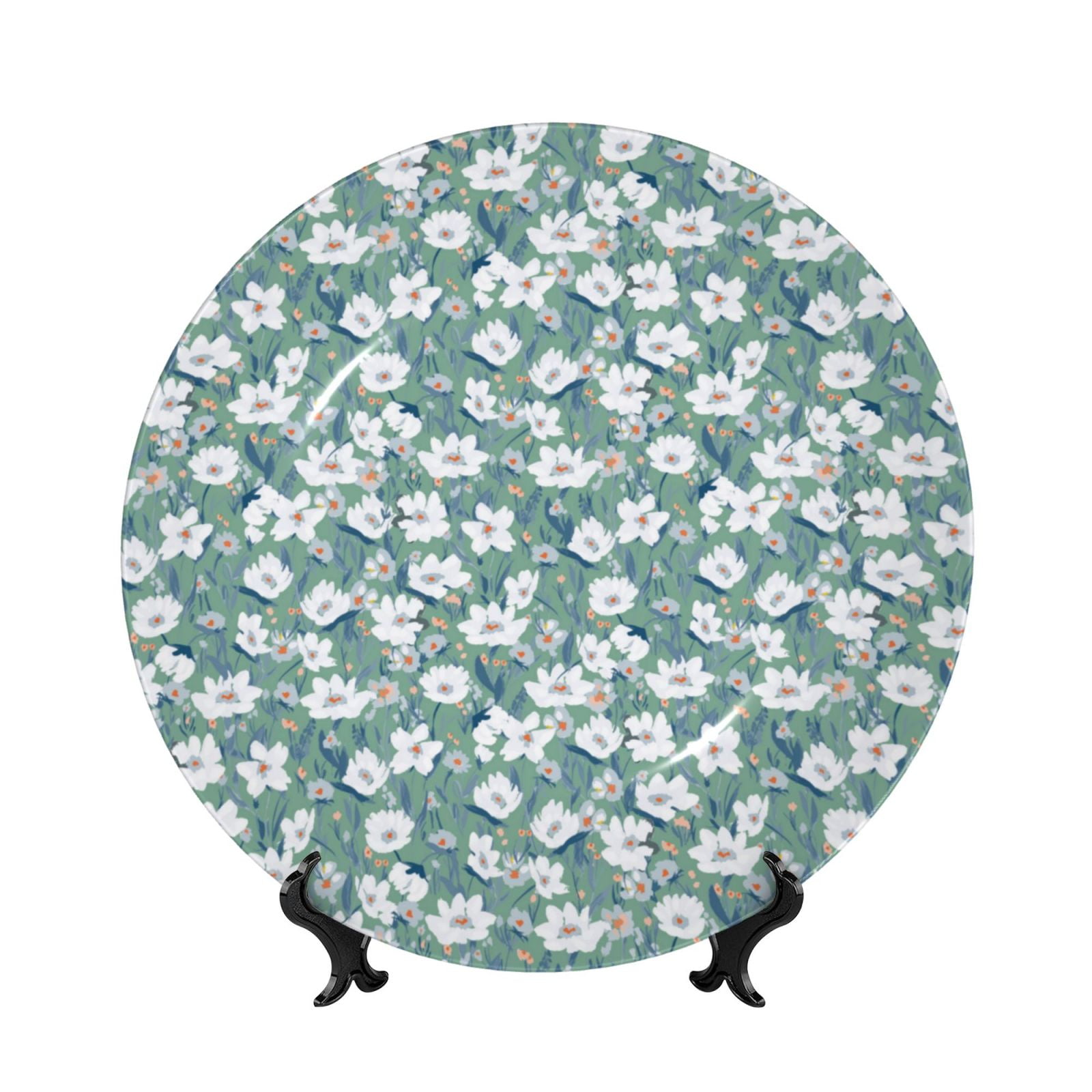 Salouo Floral Pattern Bone China Decorative Plate,Holiday Decor ...