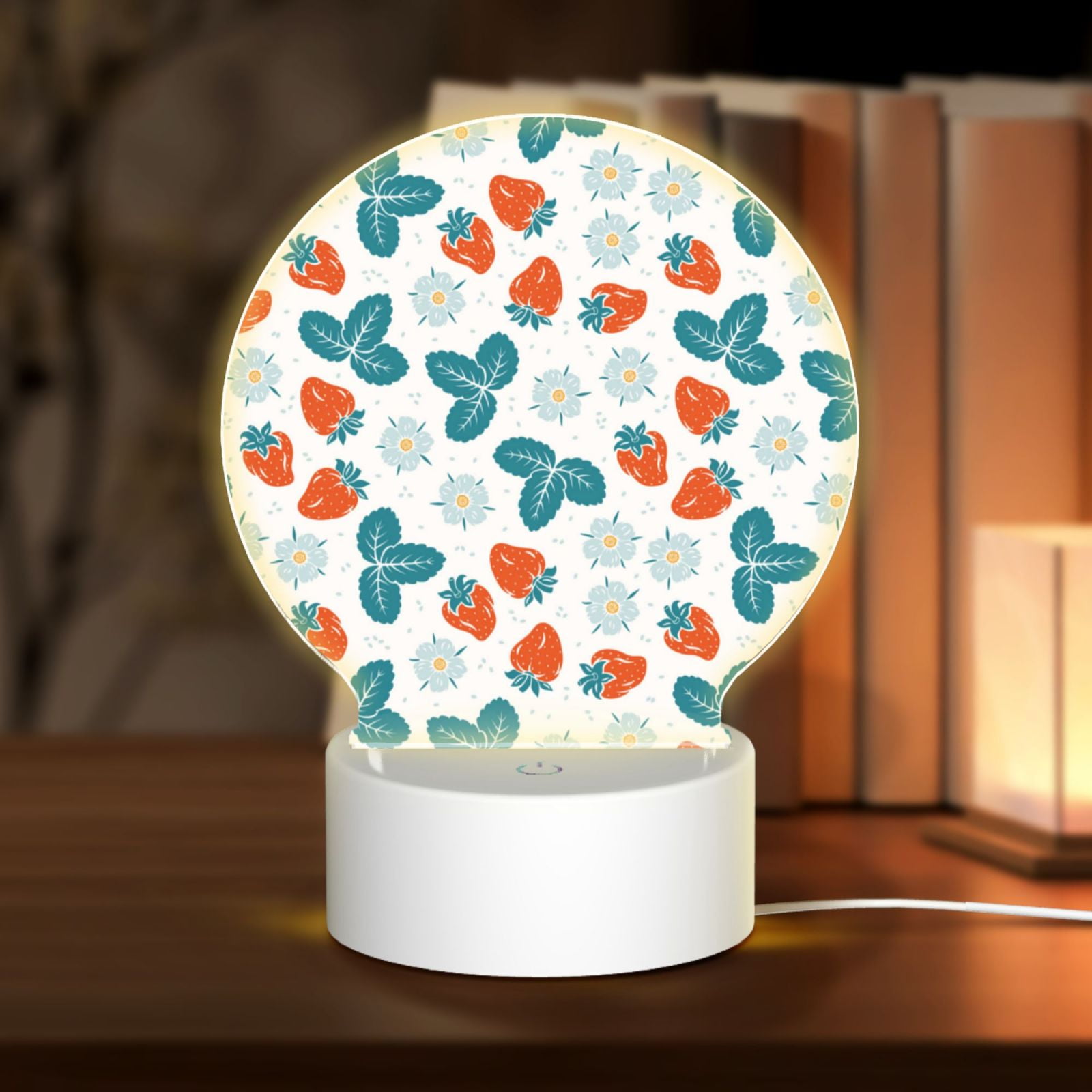 Salouo Floral Strawberr for Round Acrylic Night Light - Acrylic Sheets ...
