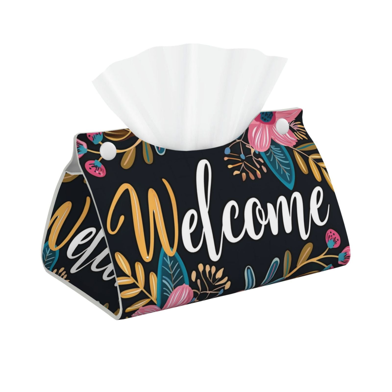 Salouo Floral Welcome Sign Pattern Long Tissue Box Cover Rectangular ...