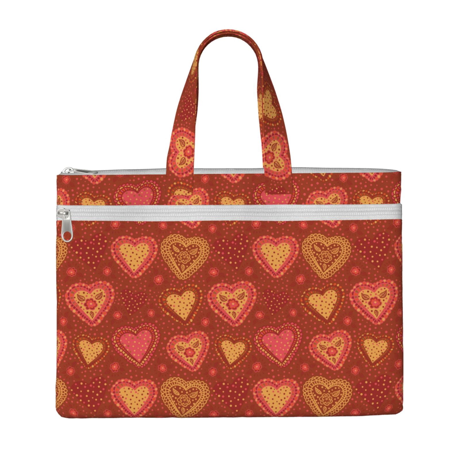 Salouo Flower Hearts for Canvas Tote File Bag, Tote Bag With Zipper ...