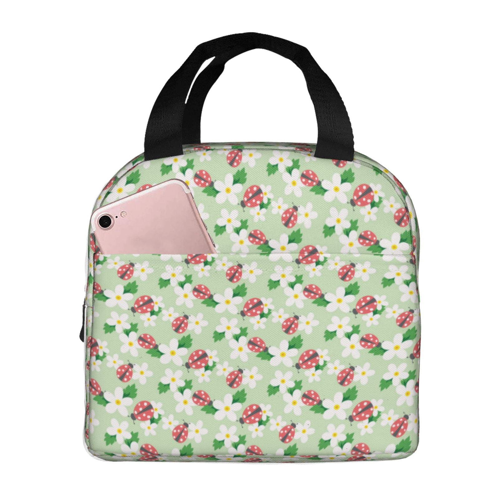 Salouo Flower With Ladybug for Unisex Lunch Bag Leakproof Lunch Tote ...
