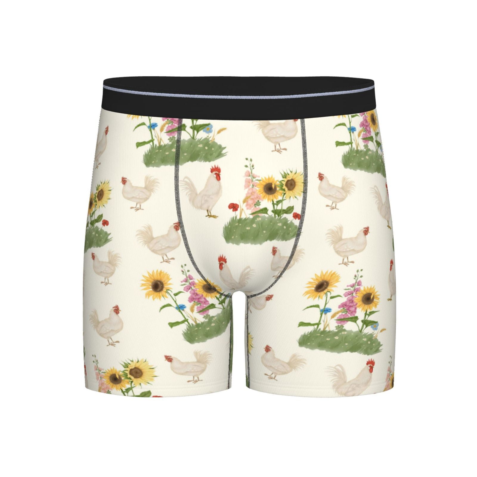 Salouo Flowers And Hens Pattern Men's Boxer Briefs, Soft & Breathable ...