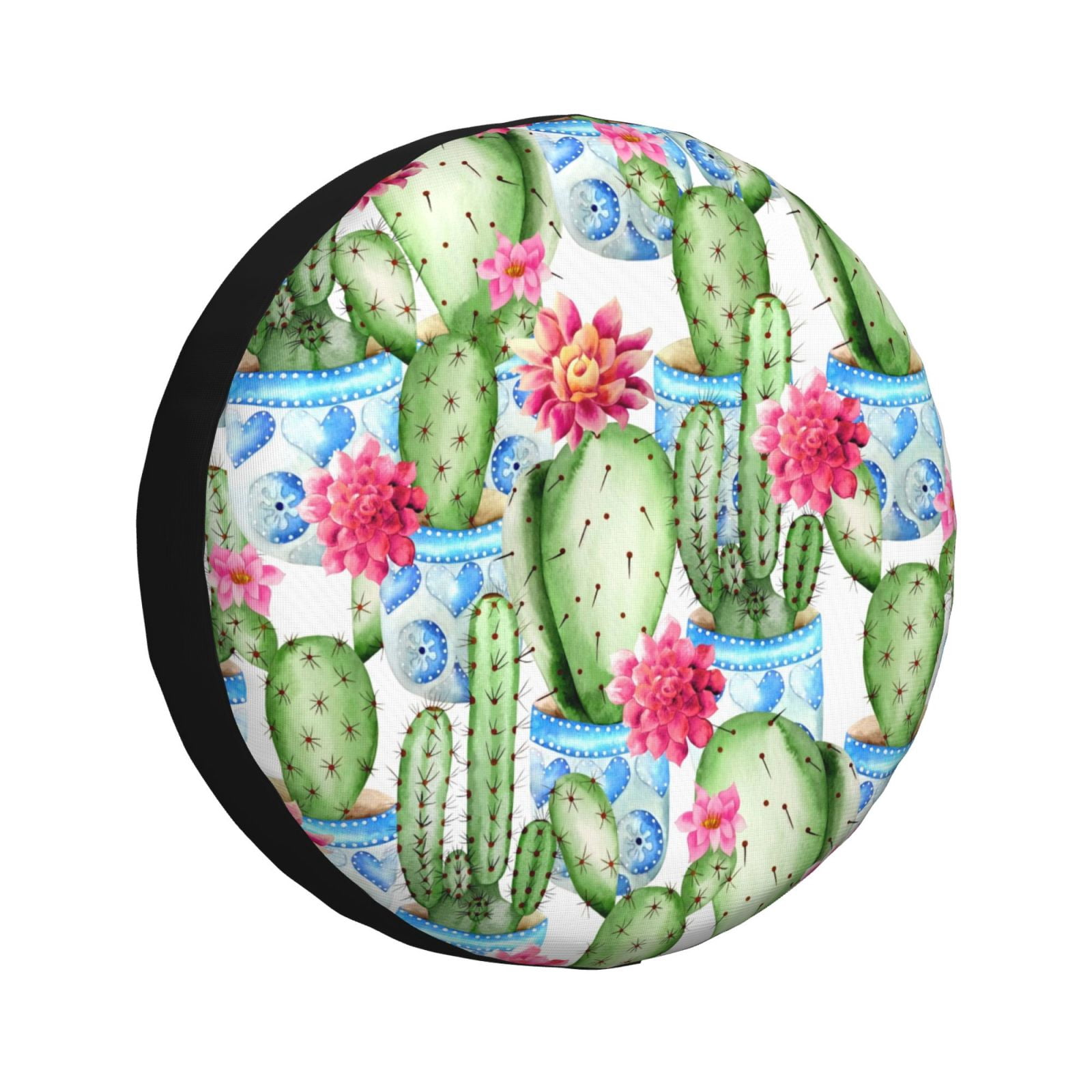 Salouo Flowers and Cactus Print Spare Tire Cover 14-17 inch Spare Tire ...
