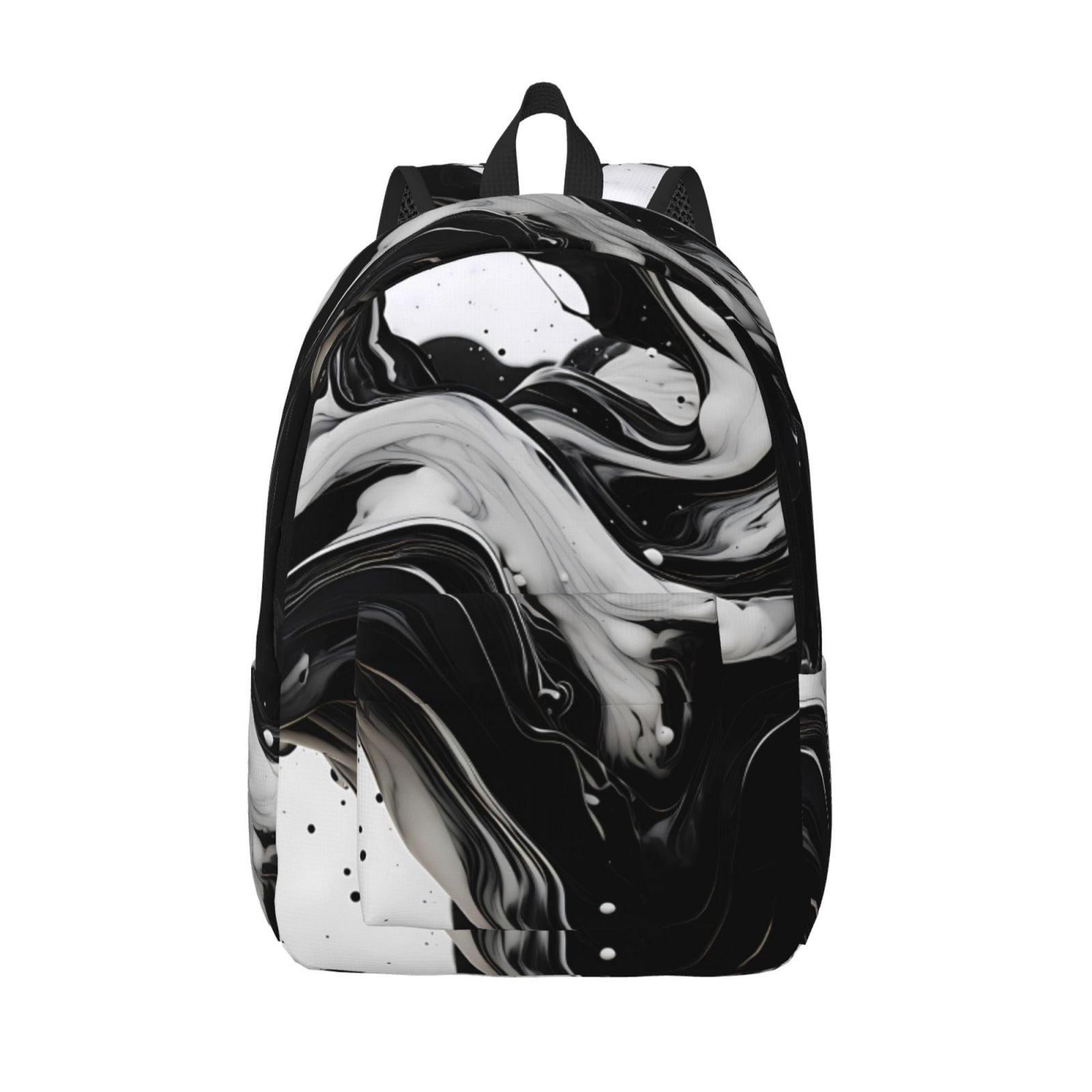 Salouo Fluid Black White Paint Swirls for Travel Backpack for Men Women ...