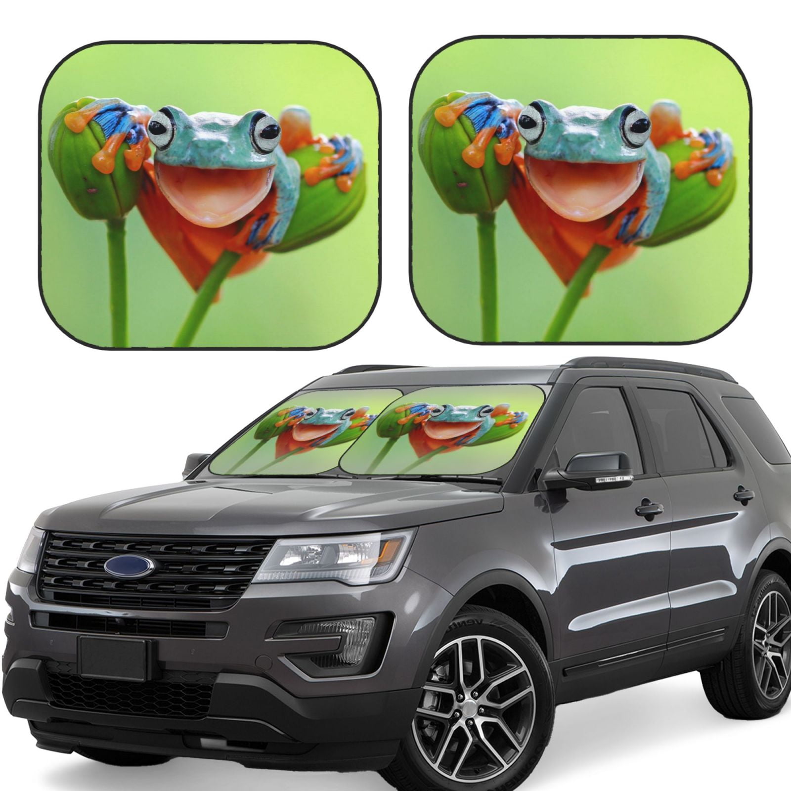 Salouo Flying Frog On Branch Pattern Car Windshield Sun Shade Foldable ...