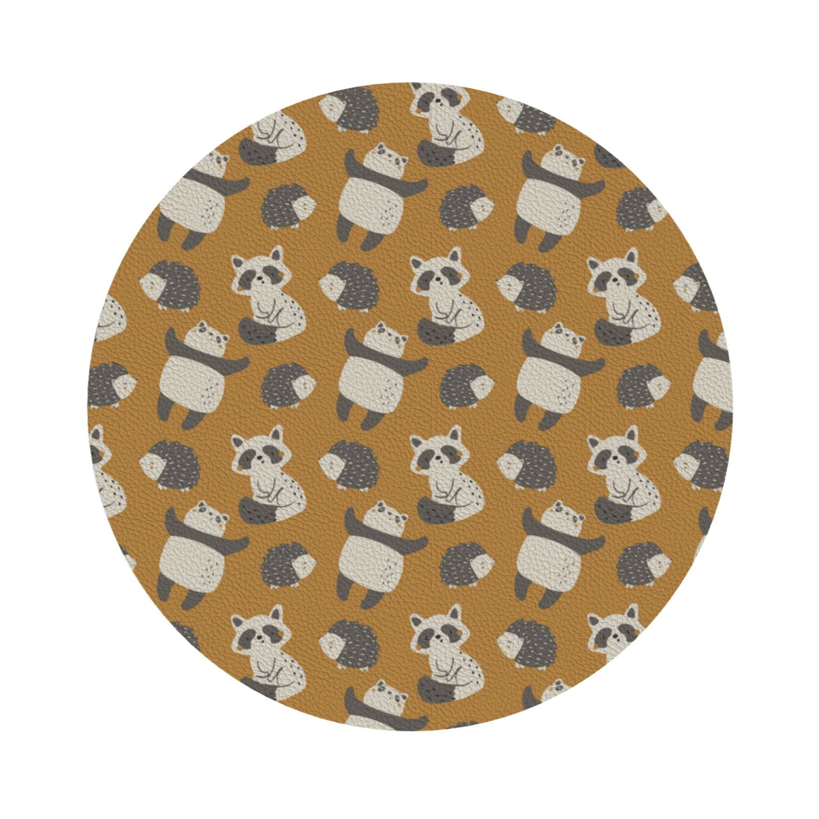 Salouo Forest Animal Print Round Coaster,Drink Coasters Leather Bar ...