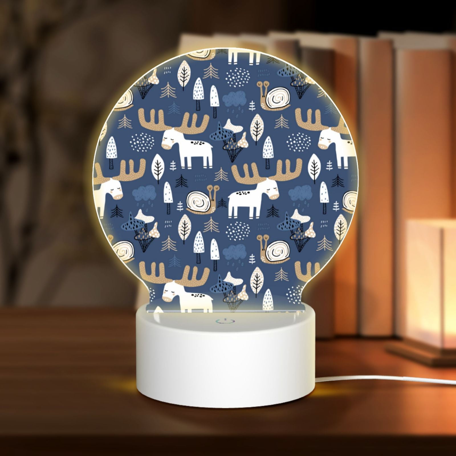 Salouo Forest Elk for Round Acrylic Night Light - Acrylic Sheets with ...