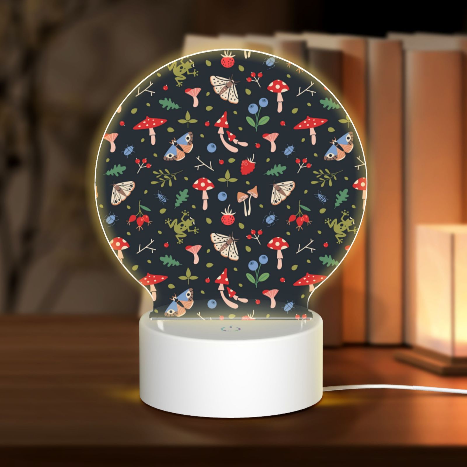 Salouo Forest Flora and Insects for Round Acrylic Night Light - Acrylic ...