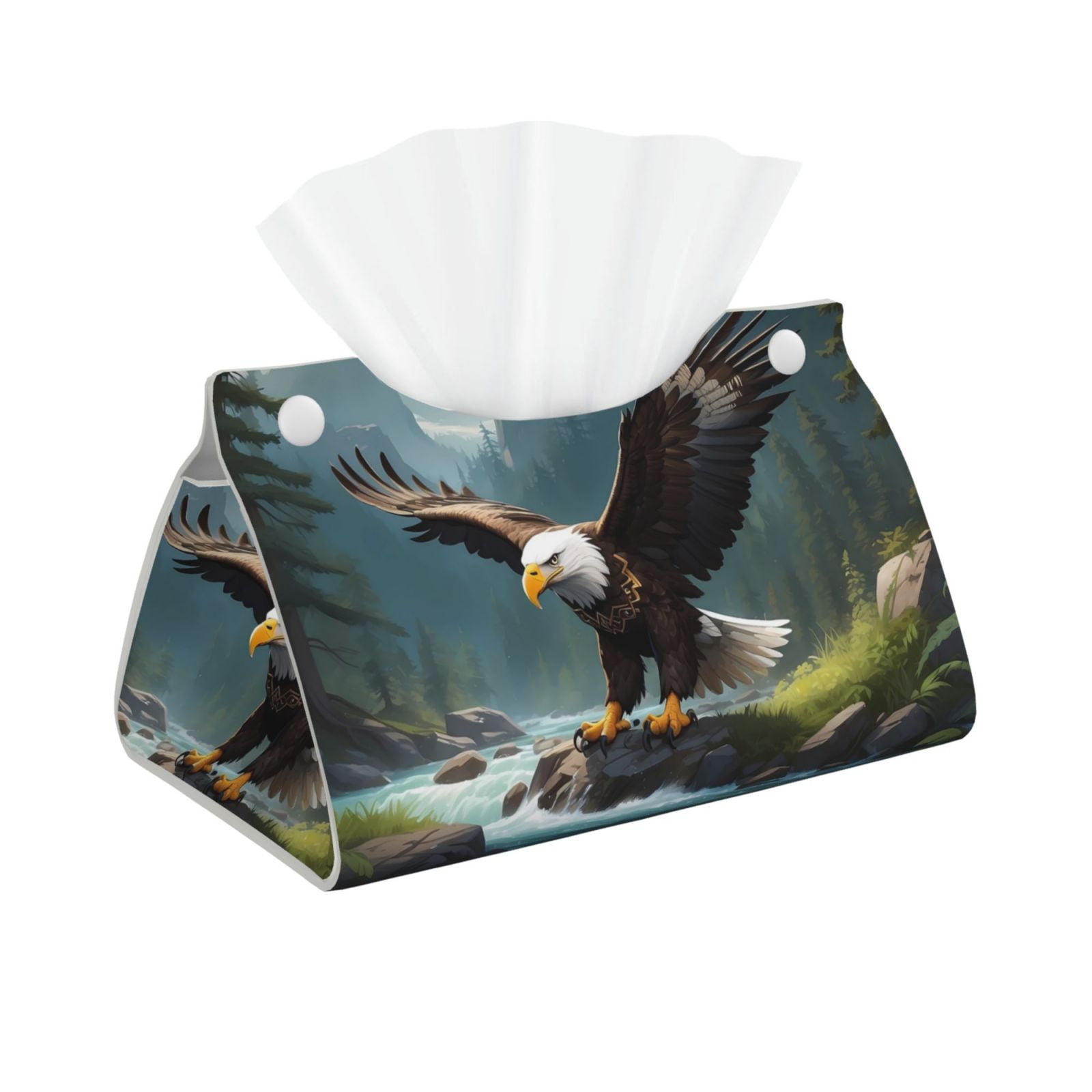 Salouo Forest River Bald Eagle Pattern Long Tissue Box Cover ...