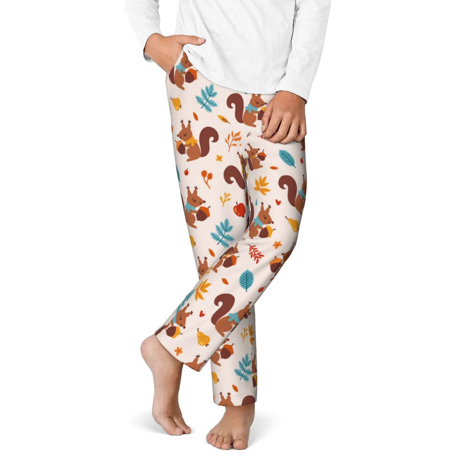 Salouo Forest Squirrel Nuts Pattern Boys Pajama Pants,Long Sleep Pants ...