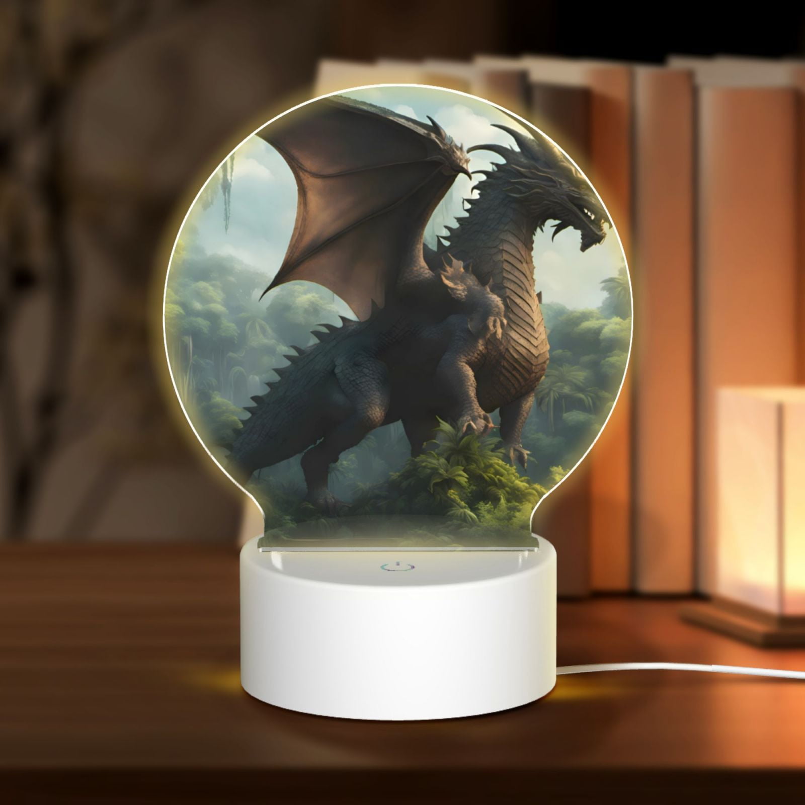 Salouo Forest Stone-Colored Dragon for Round Acrylic Night Light ...