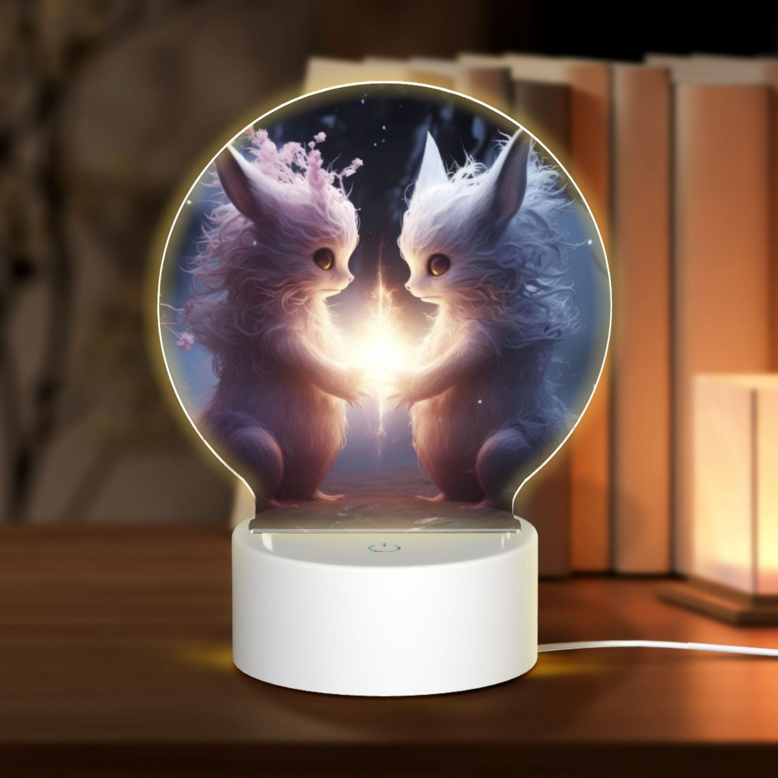 Salouo Fox Couple for Round Acrylic Night Light - Acrylic Sheets with ...