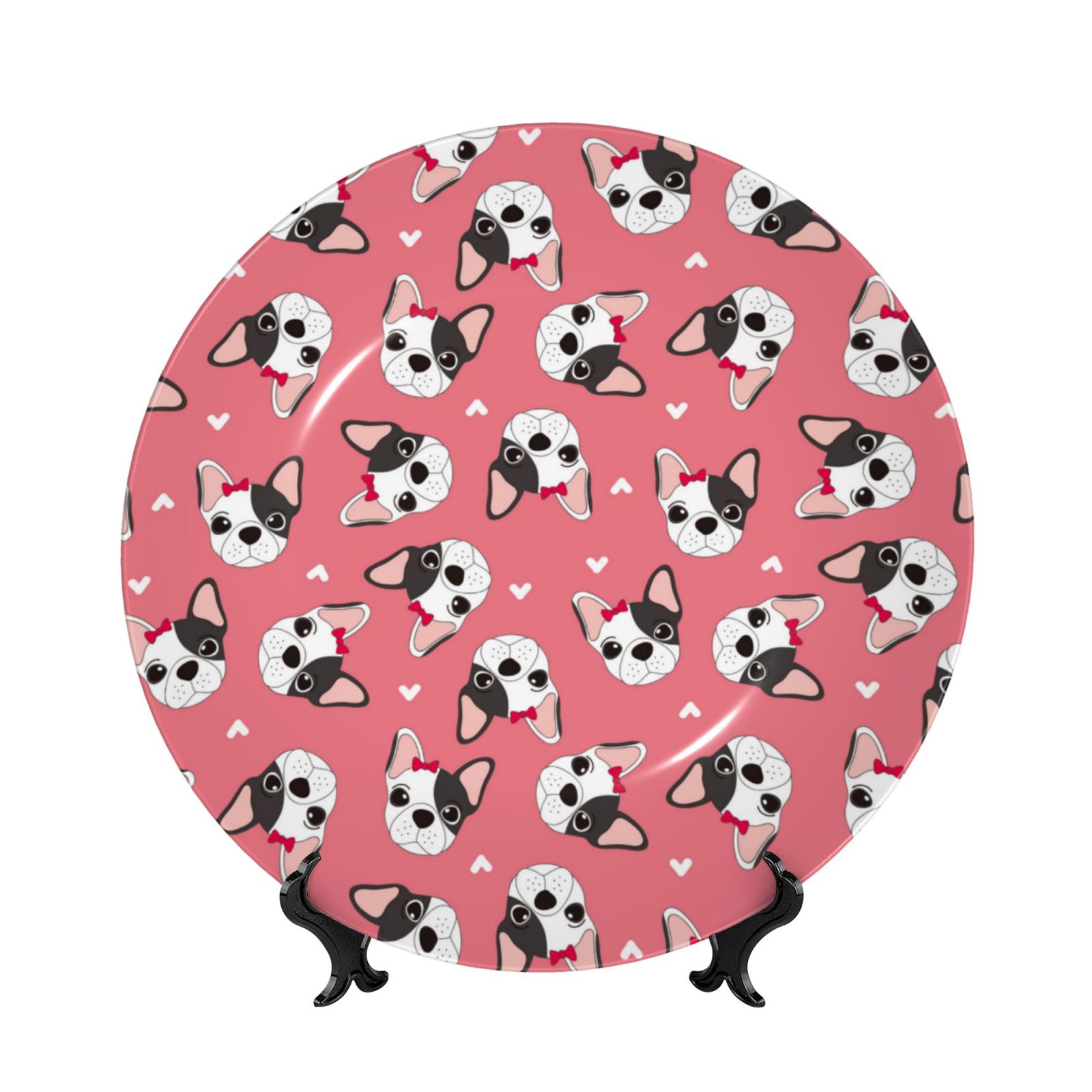 Salouo French Bulldog Face Pattern Bone China Decorative Plate,Holiday ...