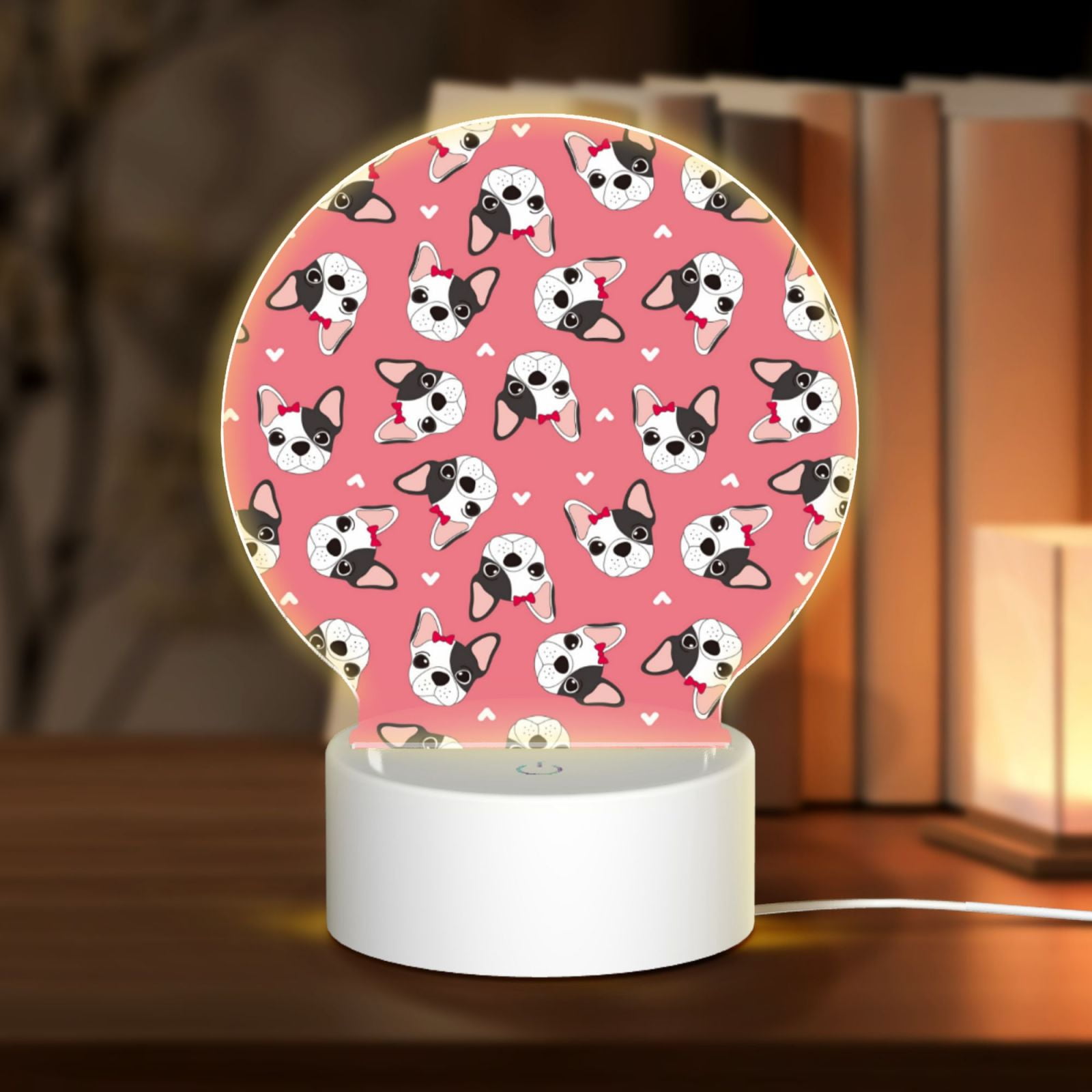 Salouo French Bulldog Face for Round Acrylic Night Light - Acrylic ...