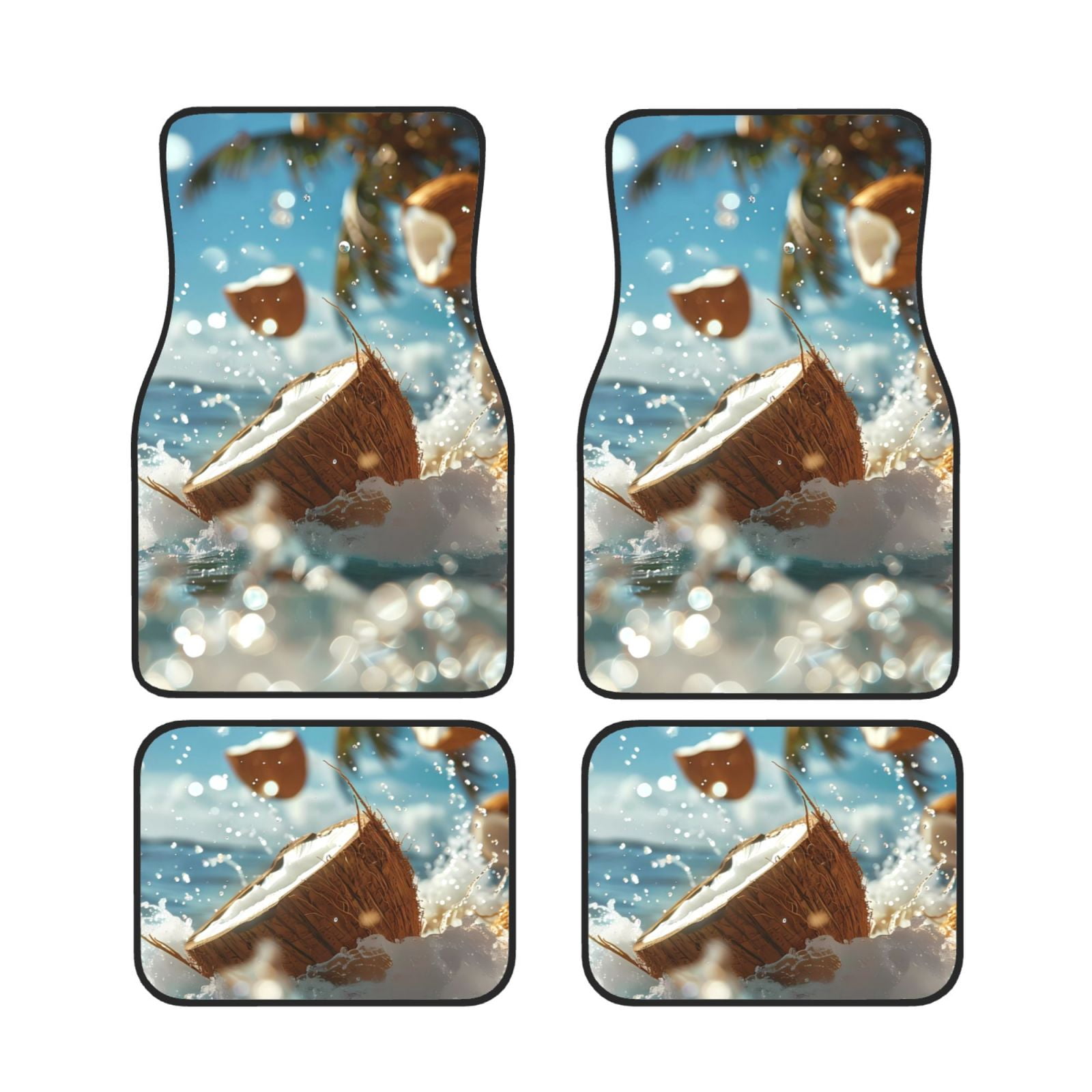 Salouo Fresh Coconut Splash for Car Floor Mat Set of 4–Car Carpet Mats ...